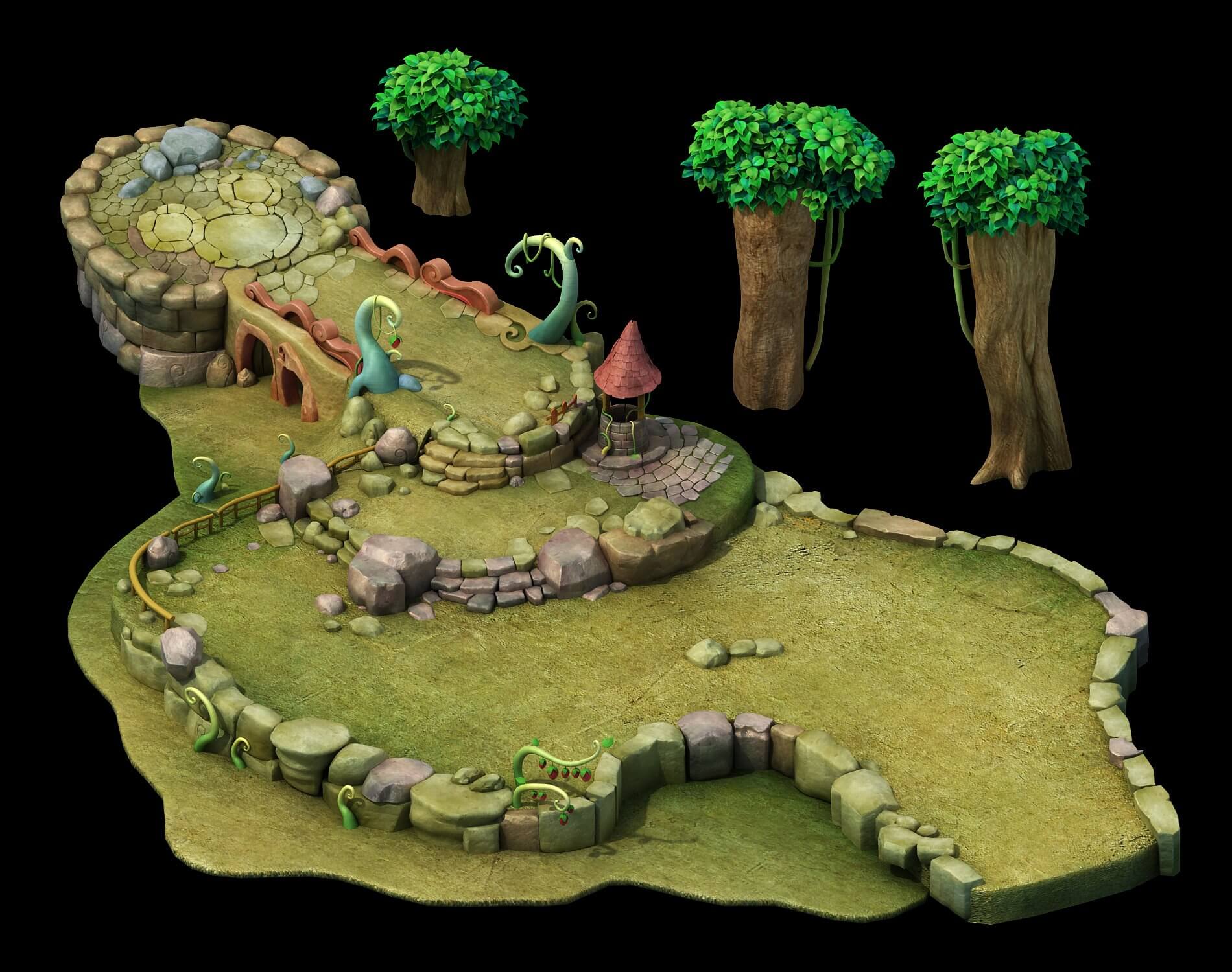 Ground and Trees - 3D Model by about3d