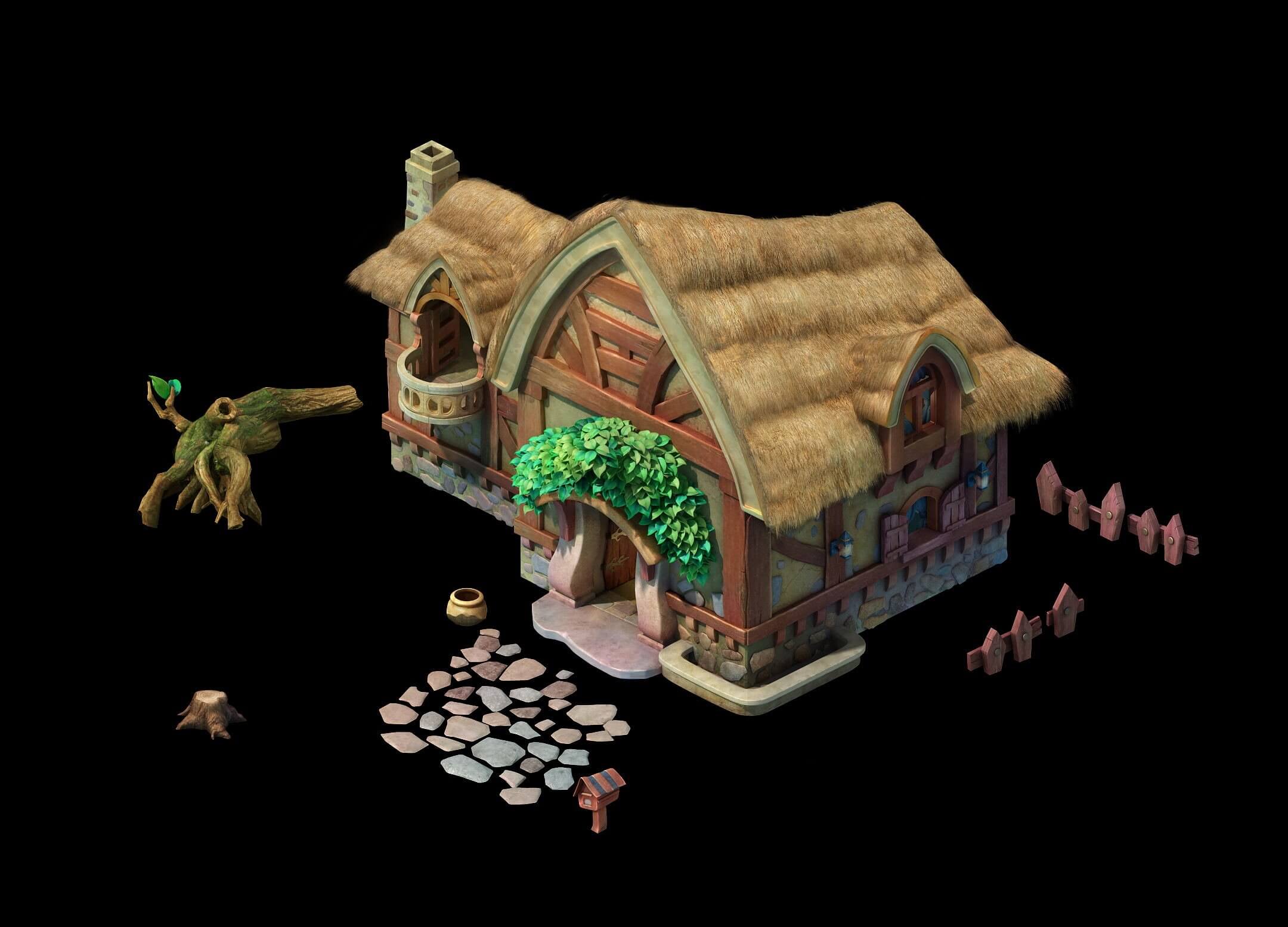 Thatched Cottage - 3D Model by about3d