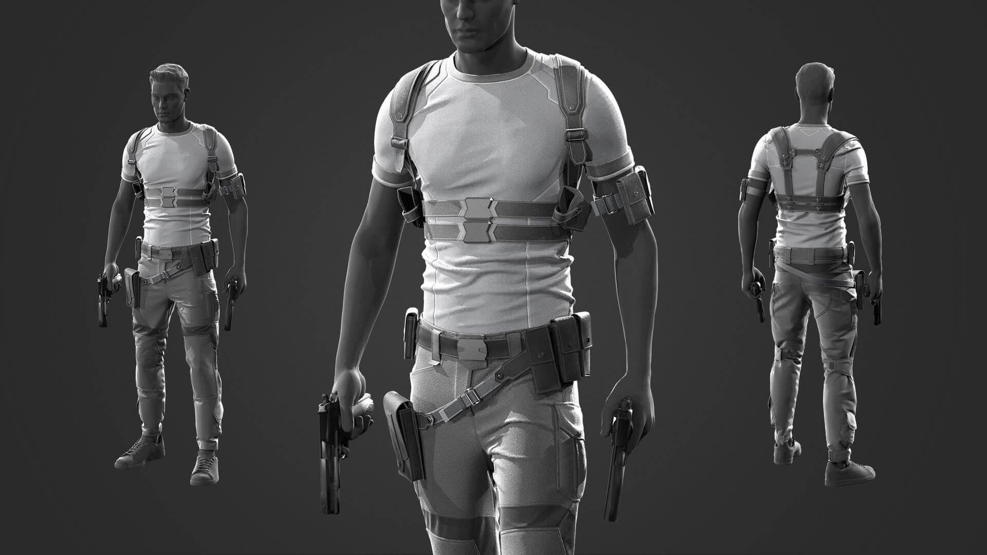 Male Cyberpunk Tactical Outfit - 3D Model by abuvalove