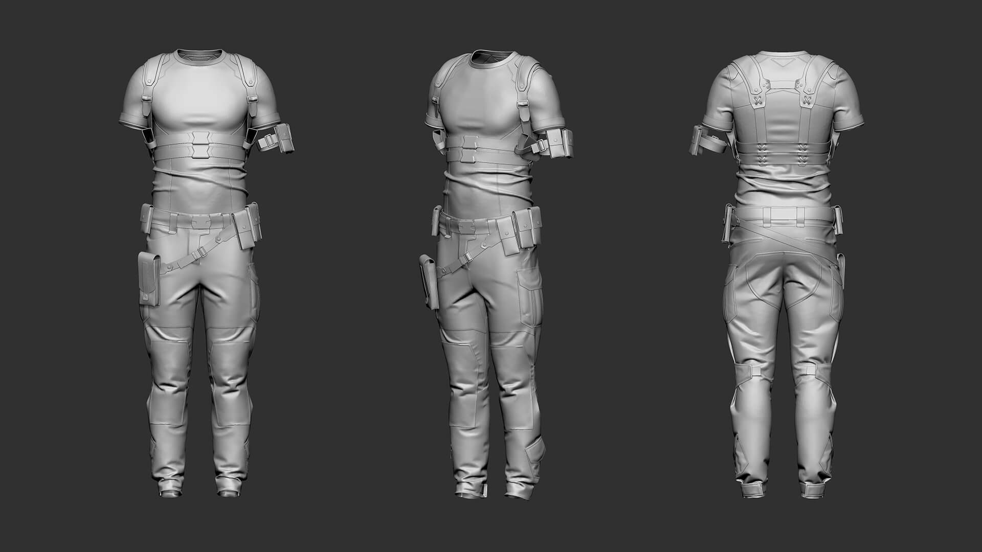 Male Cyberpunk Tactical Outfit - 3D Model by abuvalove