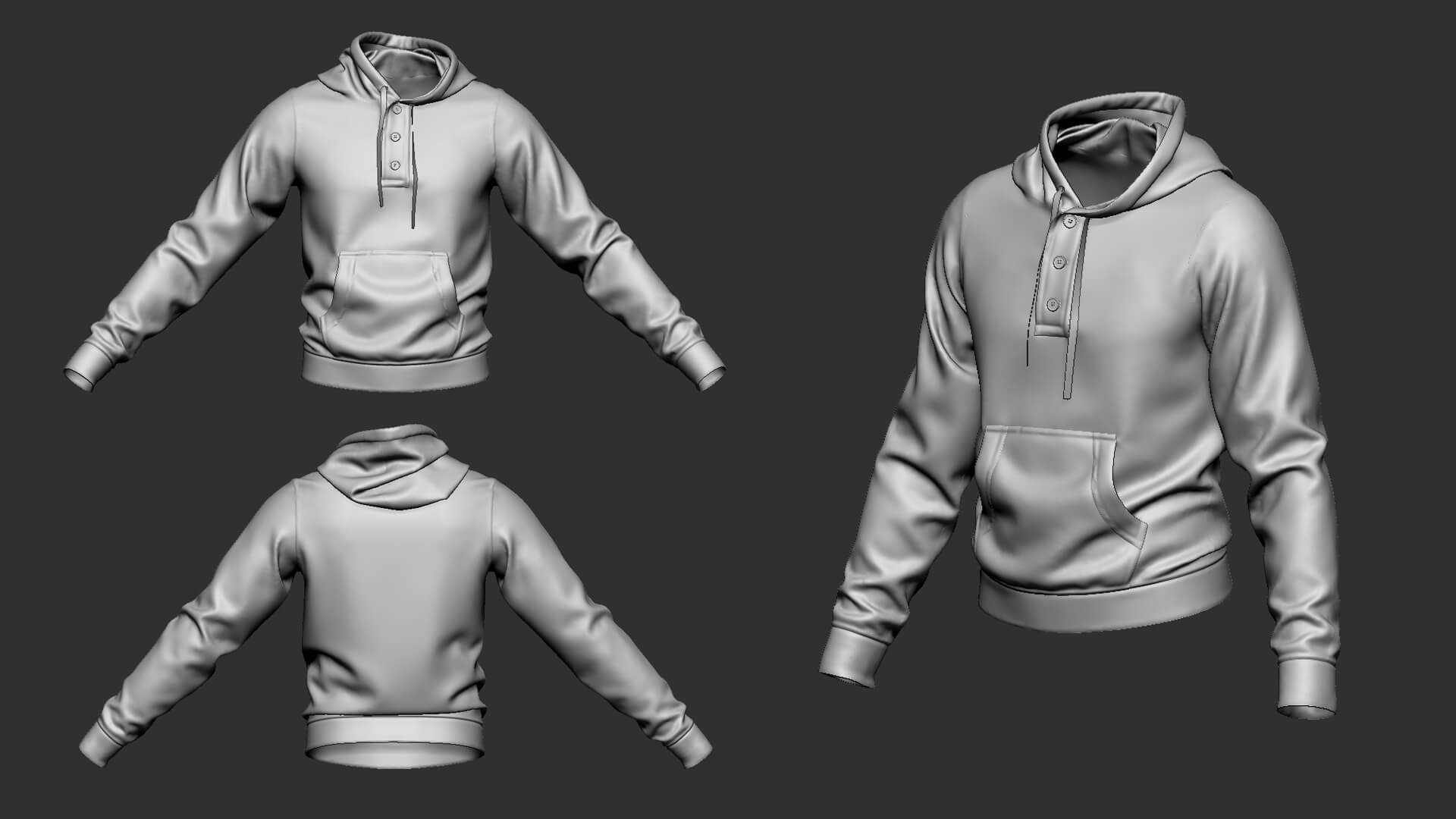 Male Hoodie, Sweatshirt - 3D Model by abuvalove
