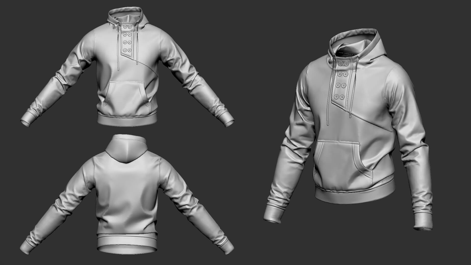 Male Hoodie, Sweatshirt - 3D Model by abuvalove