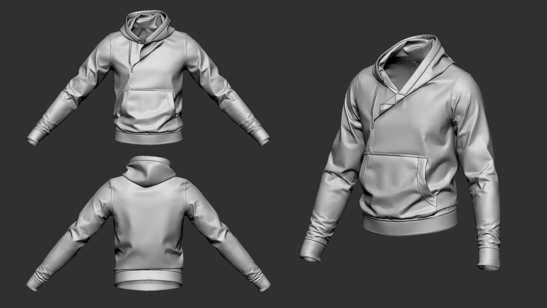 Male Hoodie, Sweatshirt - 3D Model by abuvalove