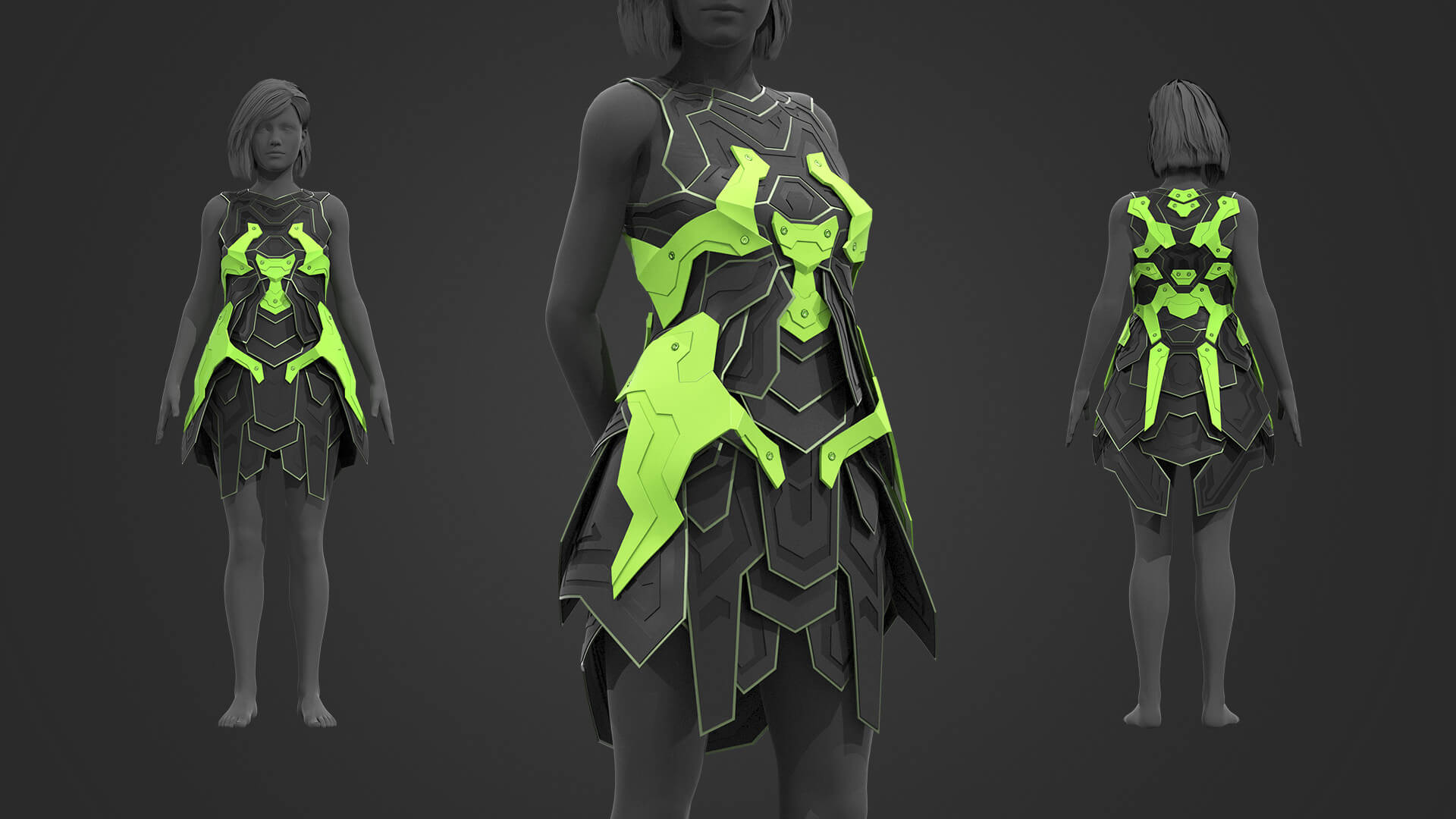Sci-Fi Female Dress 3D Model by abuvalove
