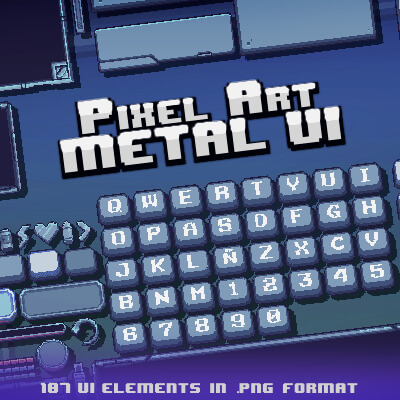 Pixel Art Metal UI - 2D Game Asset by Acasas