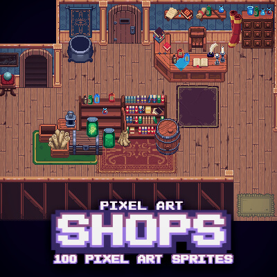 Pixel Art Shops - 2D Game Asset by Acasas