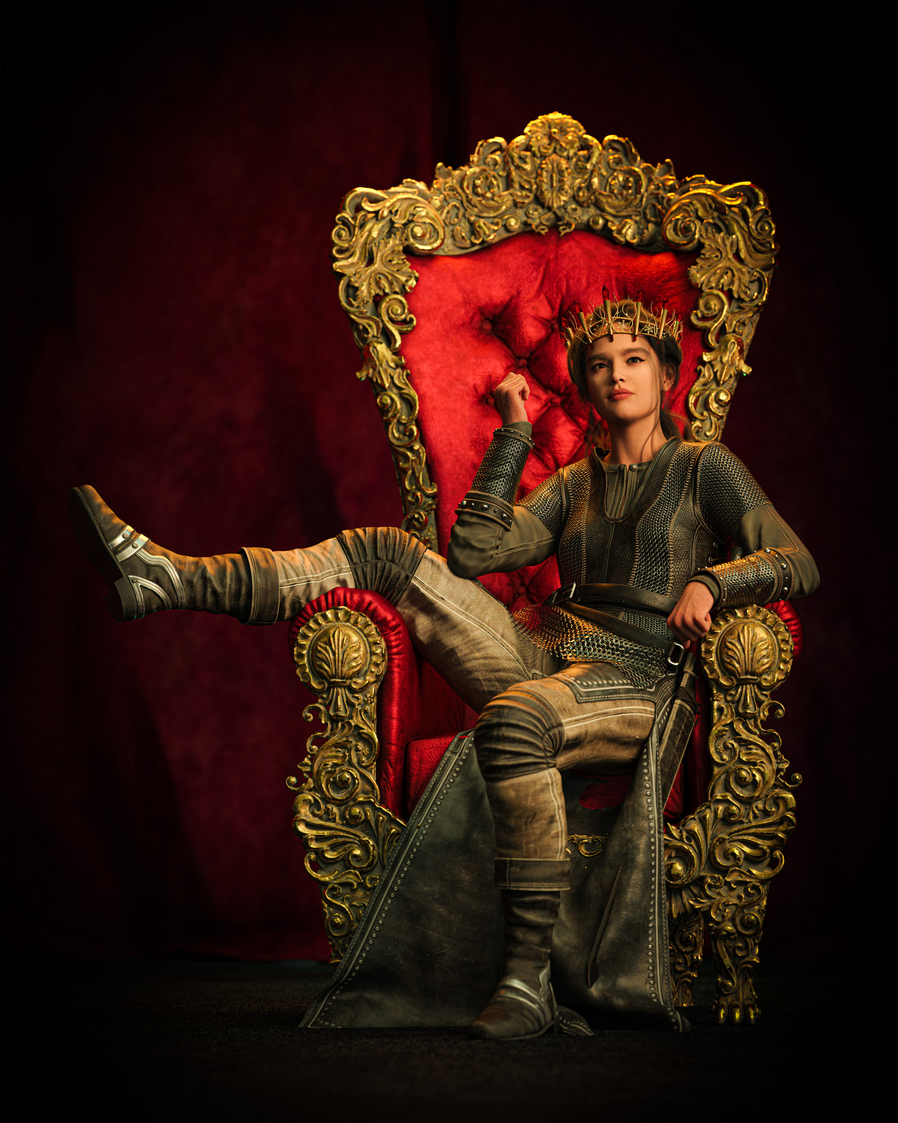 Eveline, the New Queen 3D Render, Digital Art by Aci Kay