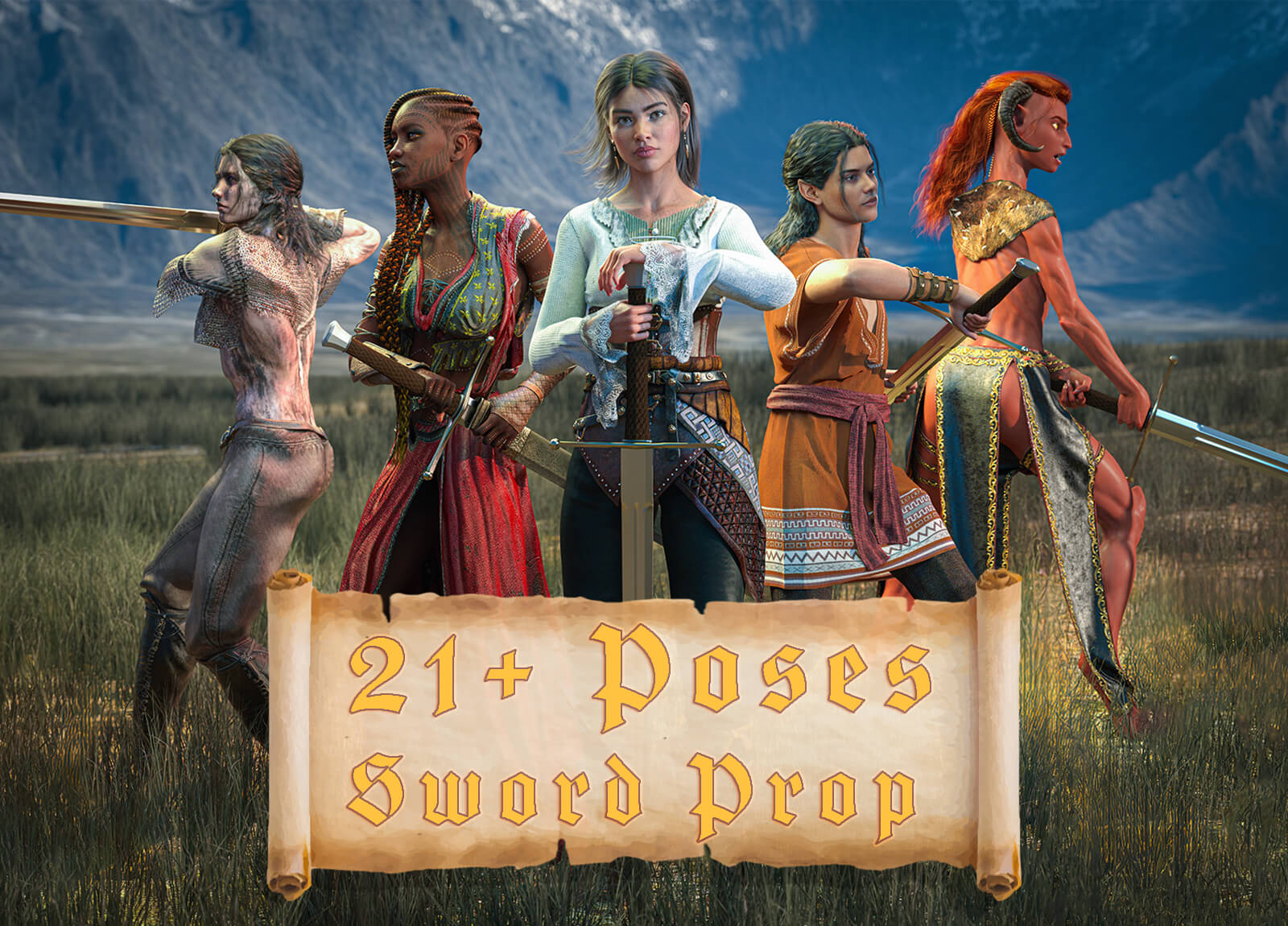 Historix - Realistic Medieval Poses for Two-Handed Swords Daz Content by Aci Kay