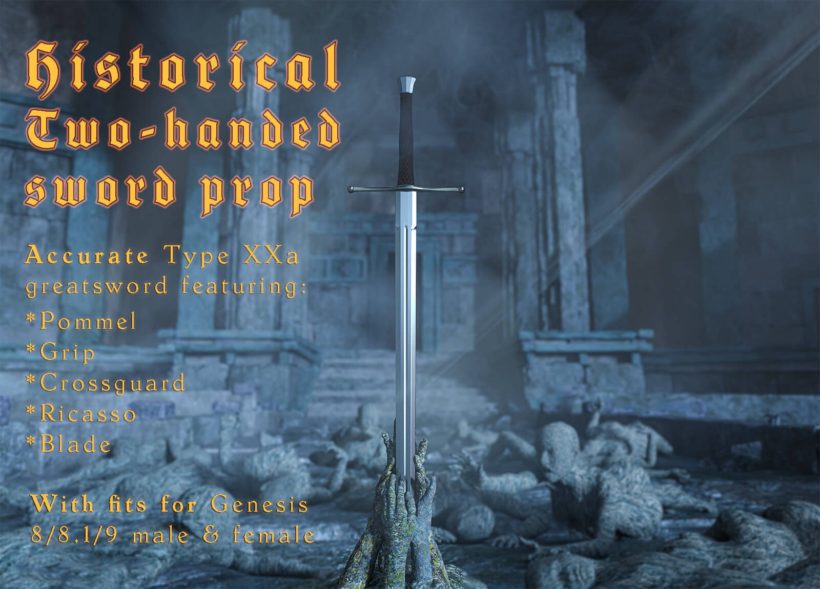 Historix - Realistic Medieval Poses for Two-Handed Swords Daz Content ...