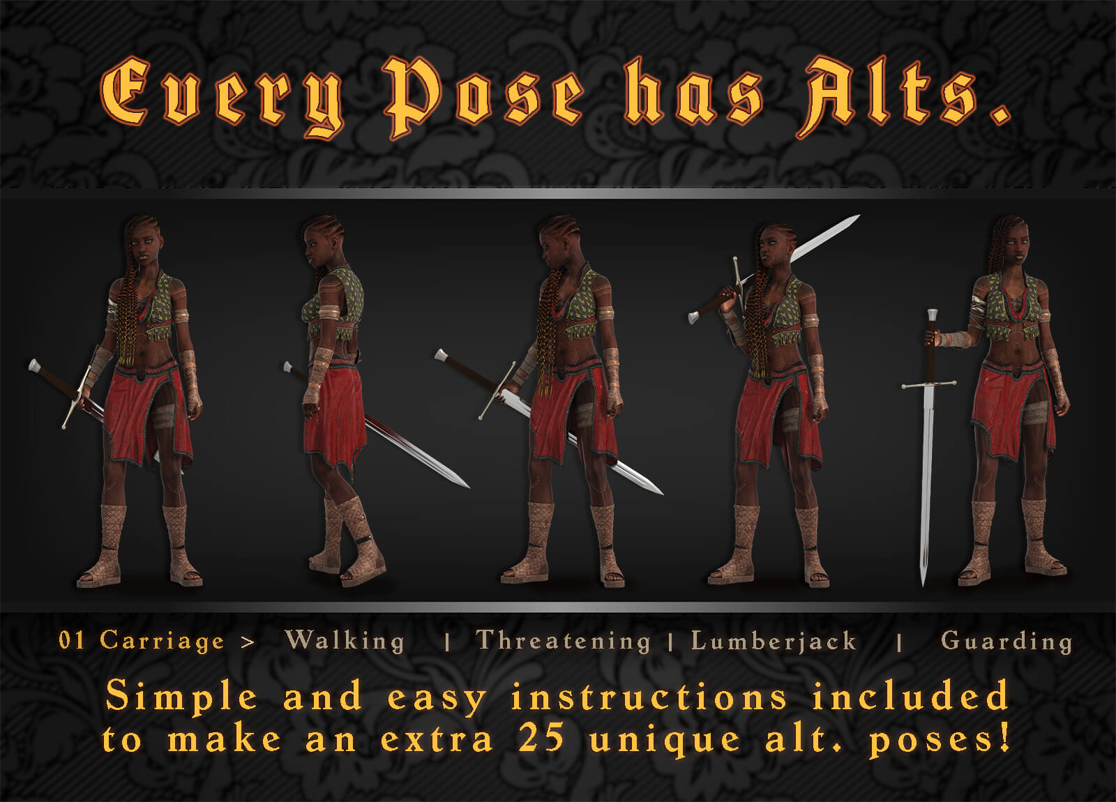Historix - Realistic Medieval Poses for Two-Handed Swords Daz Content by Aci Kay