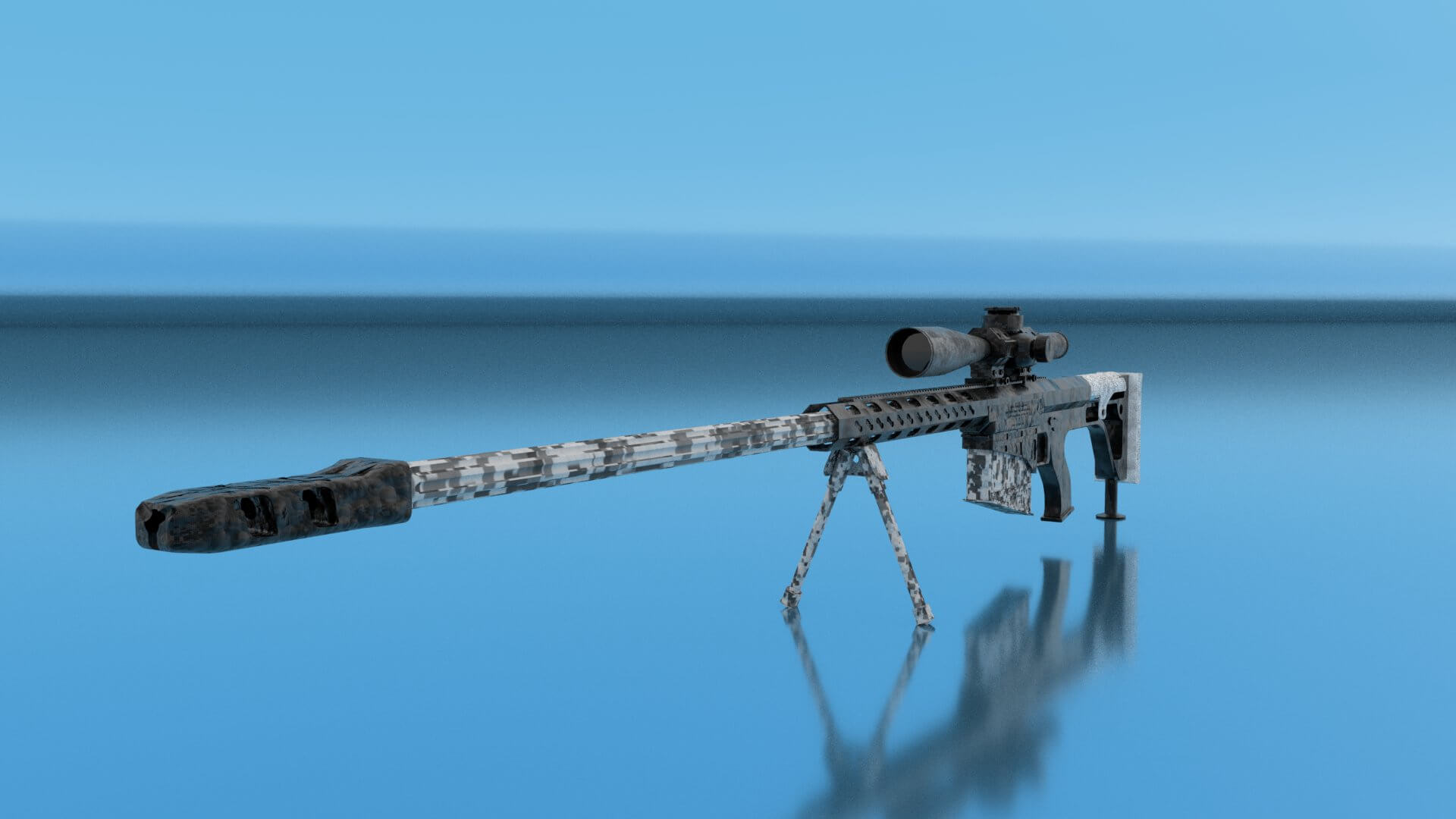 Sniper Rifle with Snow Camo - 3D Model by Aditya Parekh