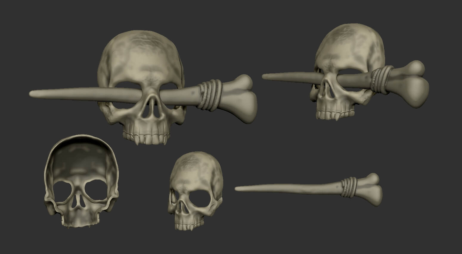 Skull and Bone Hair Barrette - 3D Model by AdminPieveSalta