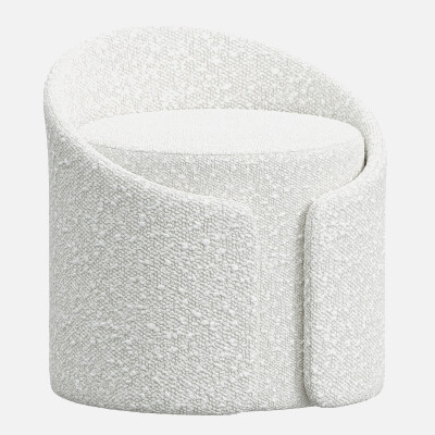 Modern White Round Lamb Wool Vanity Stool with Backrest - 3D Model by ...