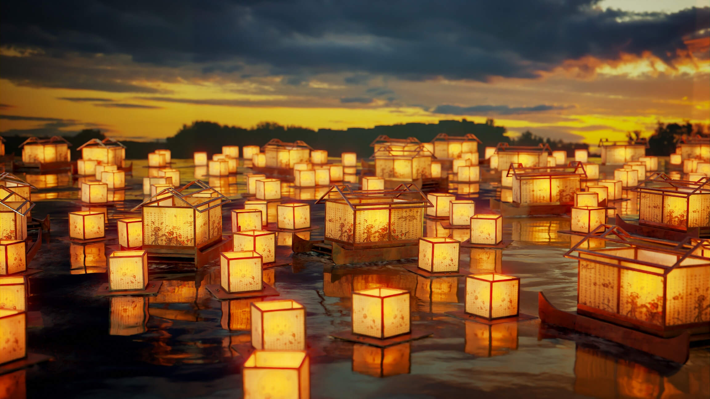 Lantern Night Scene - 3D Model by adriankulawik