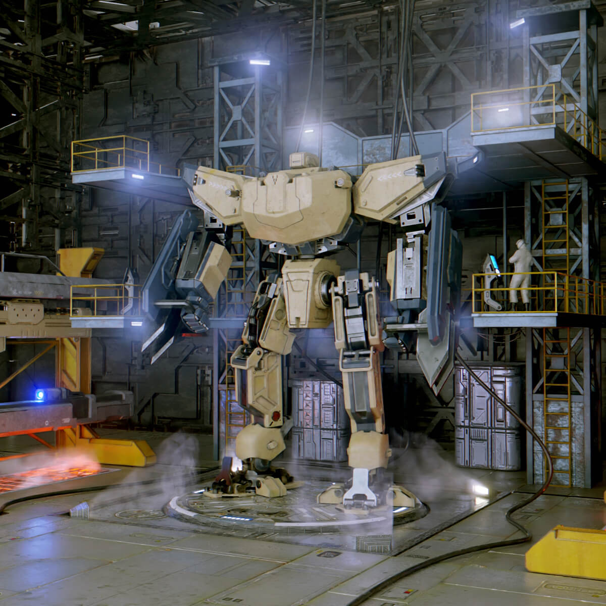 Mech Hangar Sci-Fi 3D Model by adriankulawik