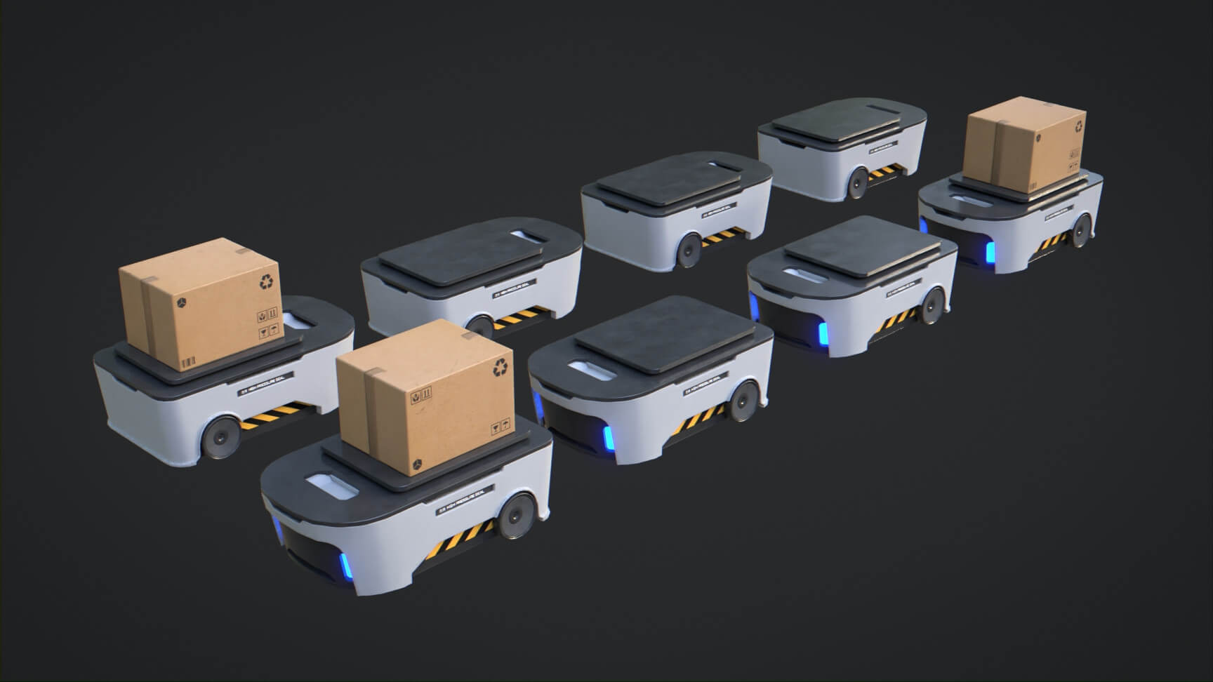 Industrial Packing Transportation Robots - 3D Model by adriankulawik
