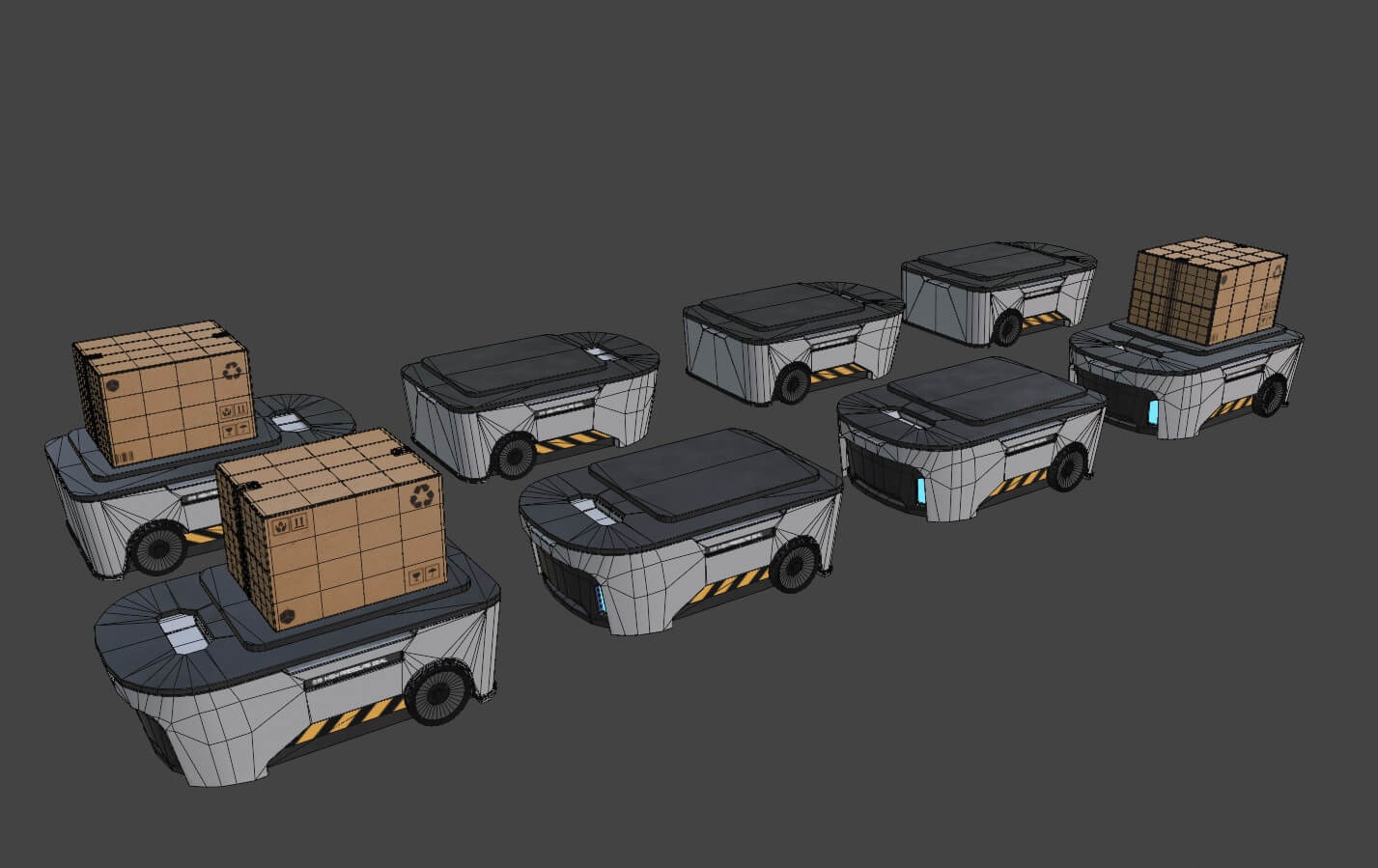 Industrial Packing Transportation Robots - 3D Model by adriankulawik