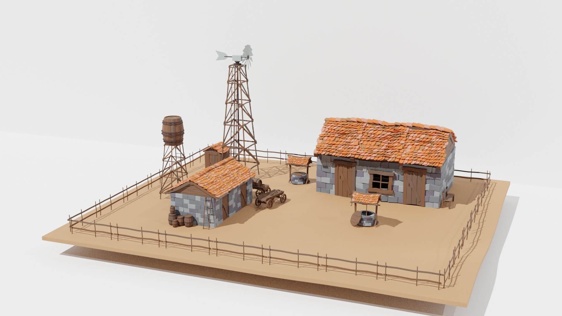 Village Buildings - 3D Model by Adyleon