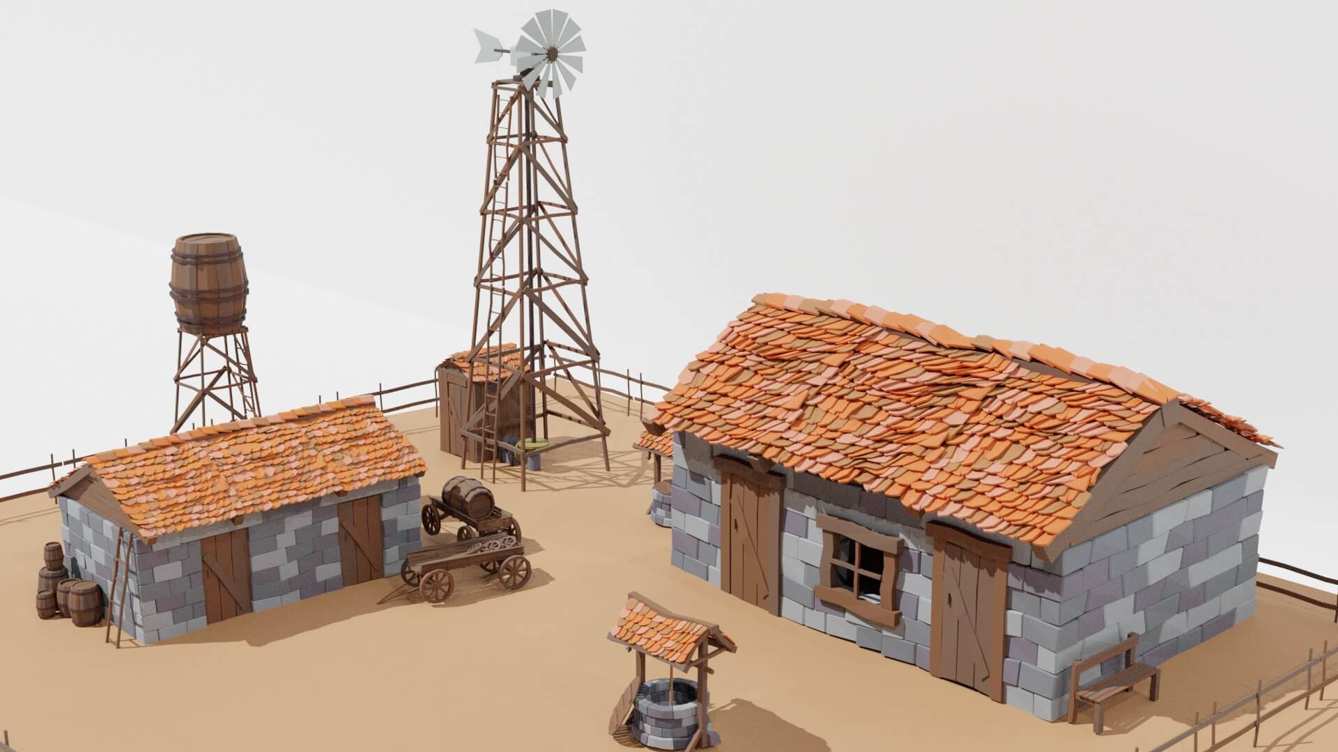 Village Buildings - 3D Model by Adyleon