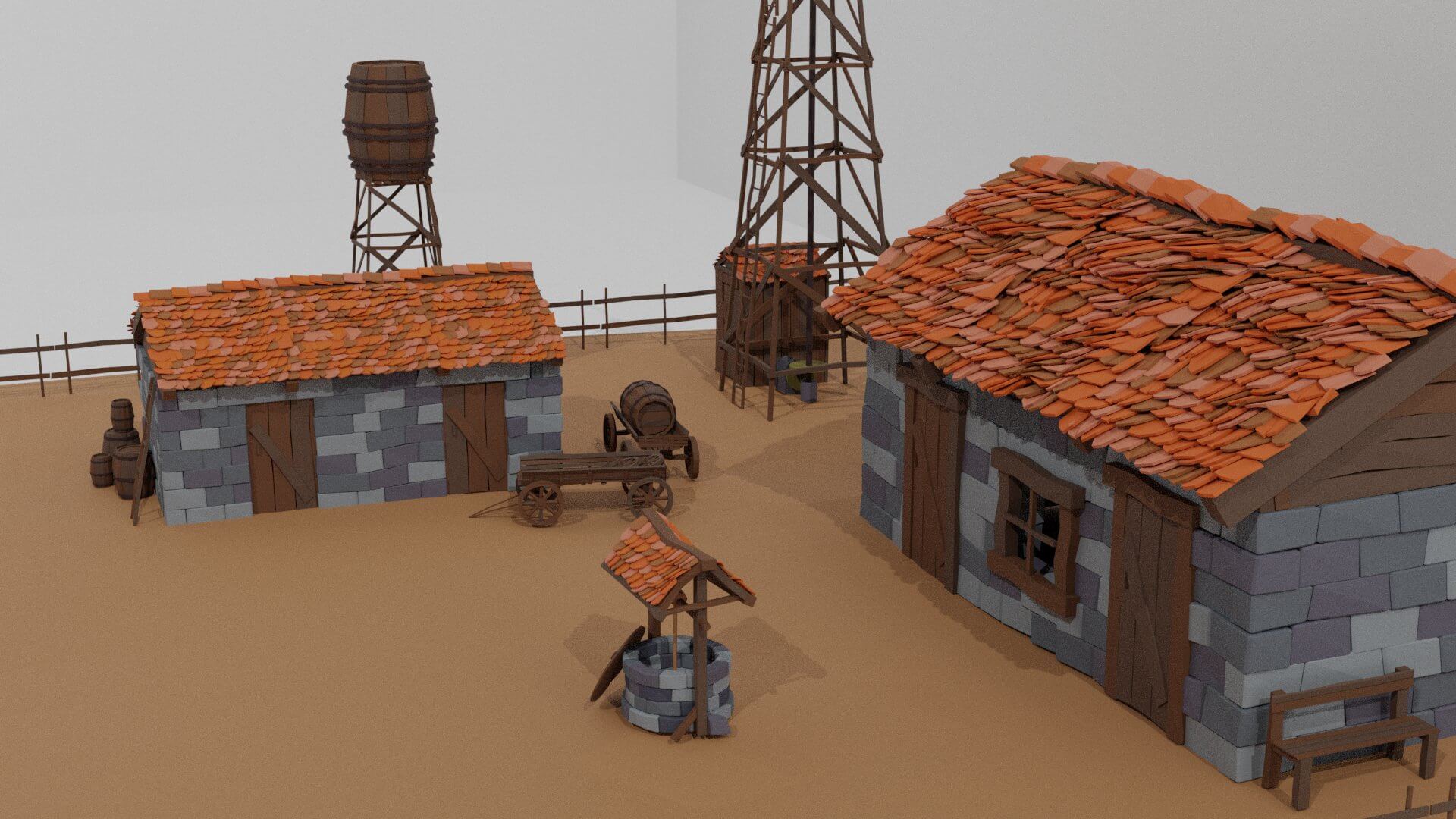 Village Buildings - 3D Model by Adyleon