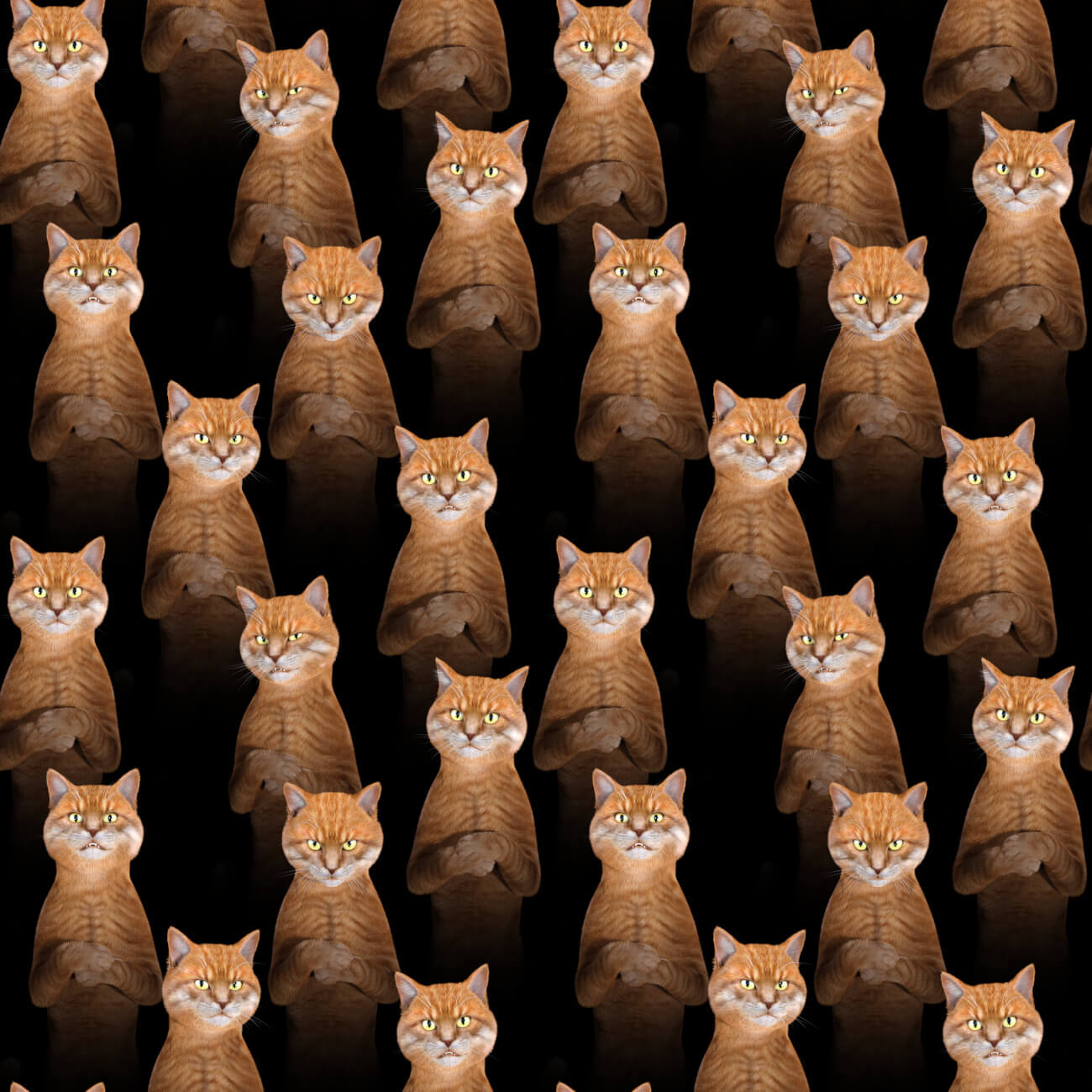 Seamless background with red cats 3D Render, Digital Art by Aesli