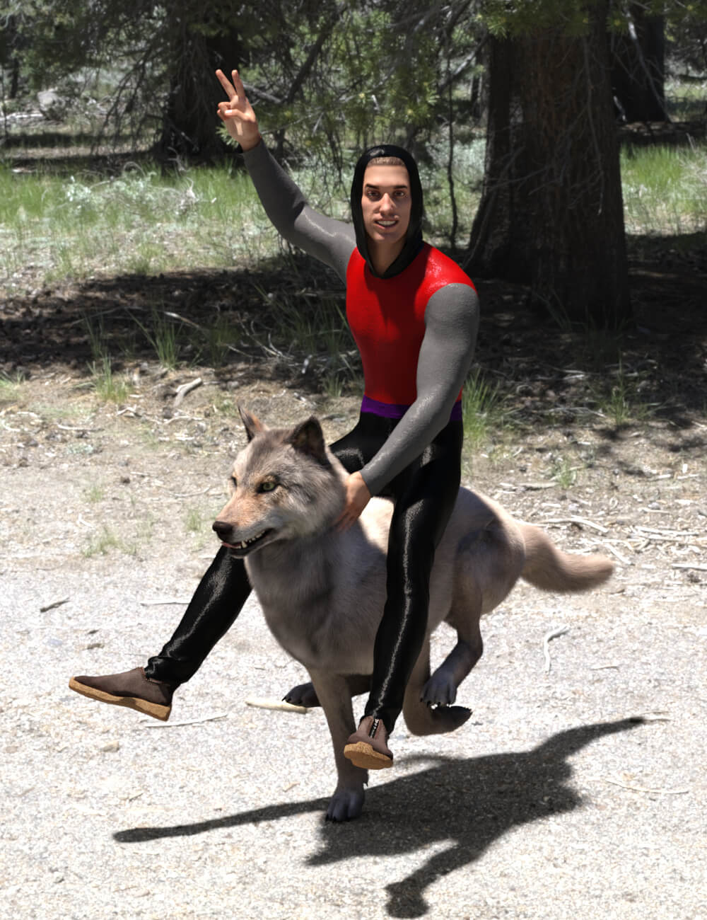 Wolf Rodeo Winner 3D Render, Digital Art by Aesli