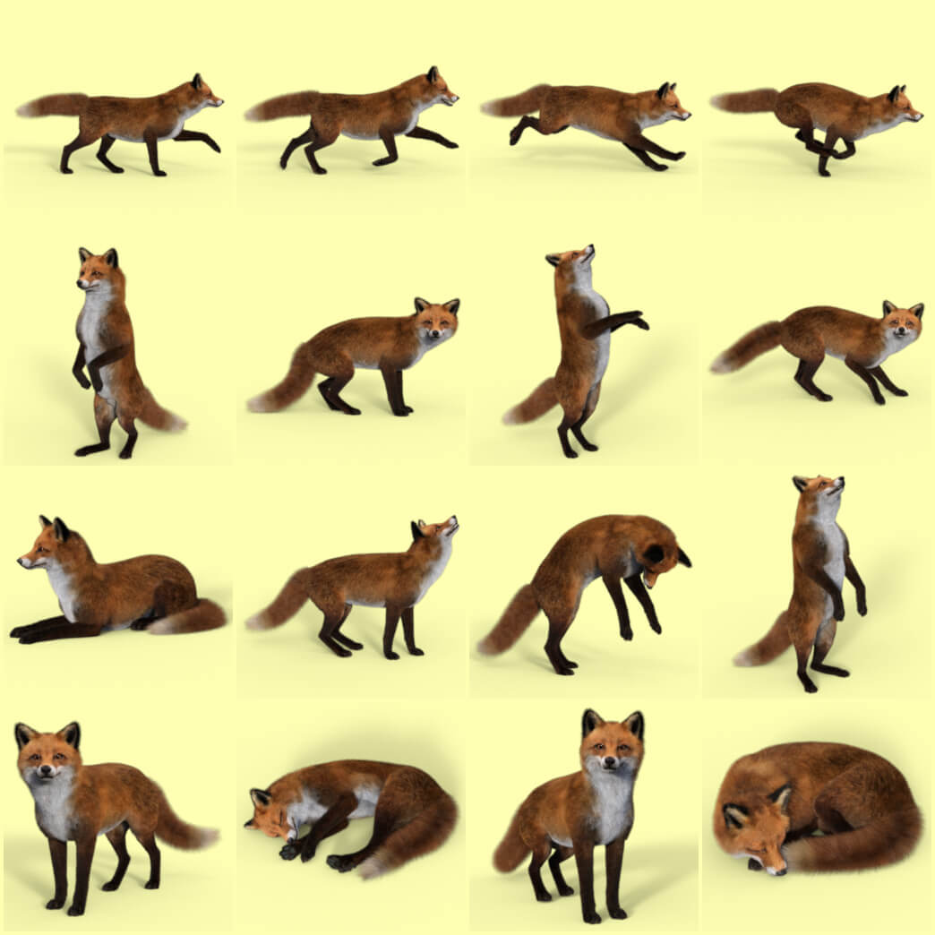 Sixteen Fox Poses - Daz Content by Aesli