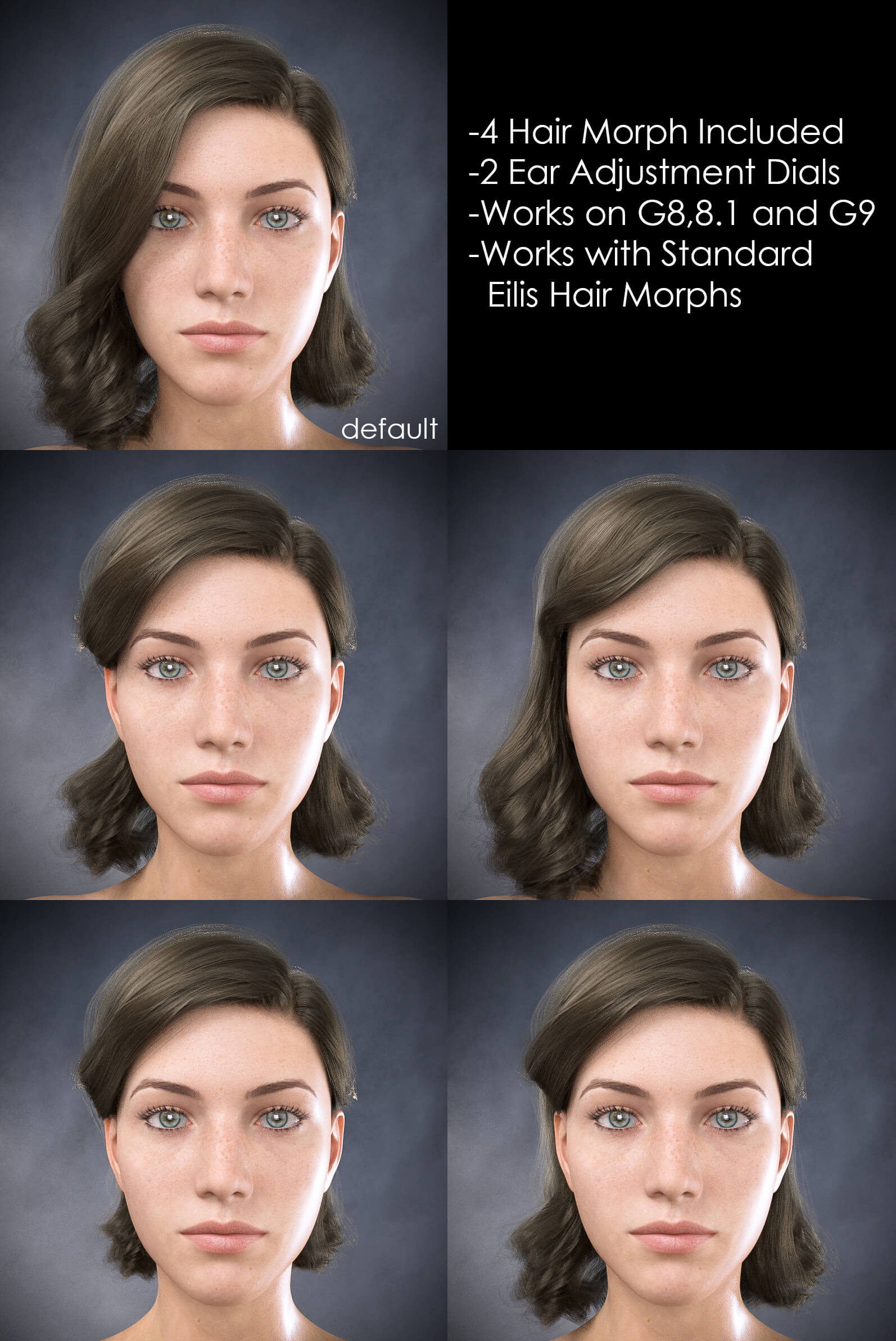 AGD Eilis Hair Morphs - Free Daz Content by aglassdarkly