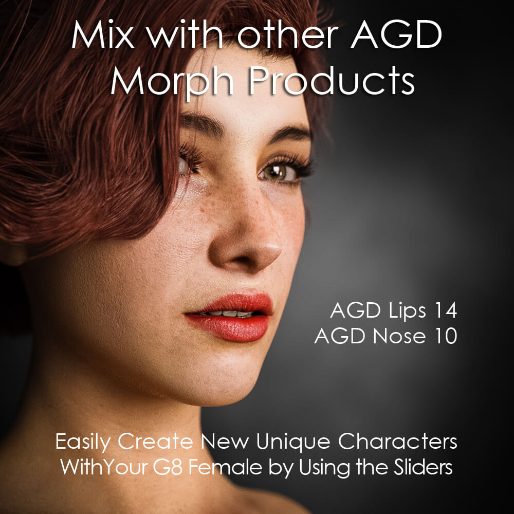 AGD Lip Morphs for G8 and 8.1 Female - Daz Content by aglassdarkly