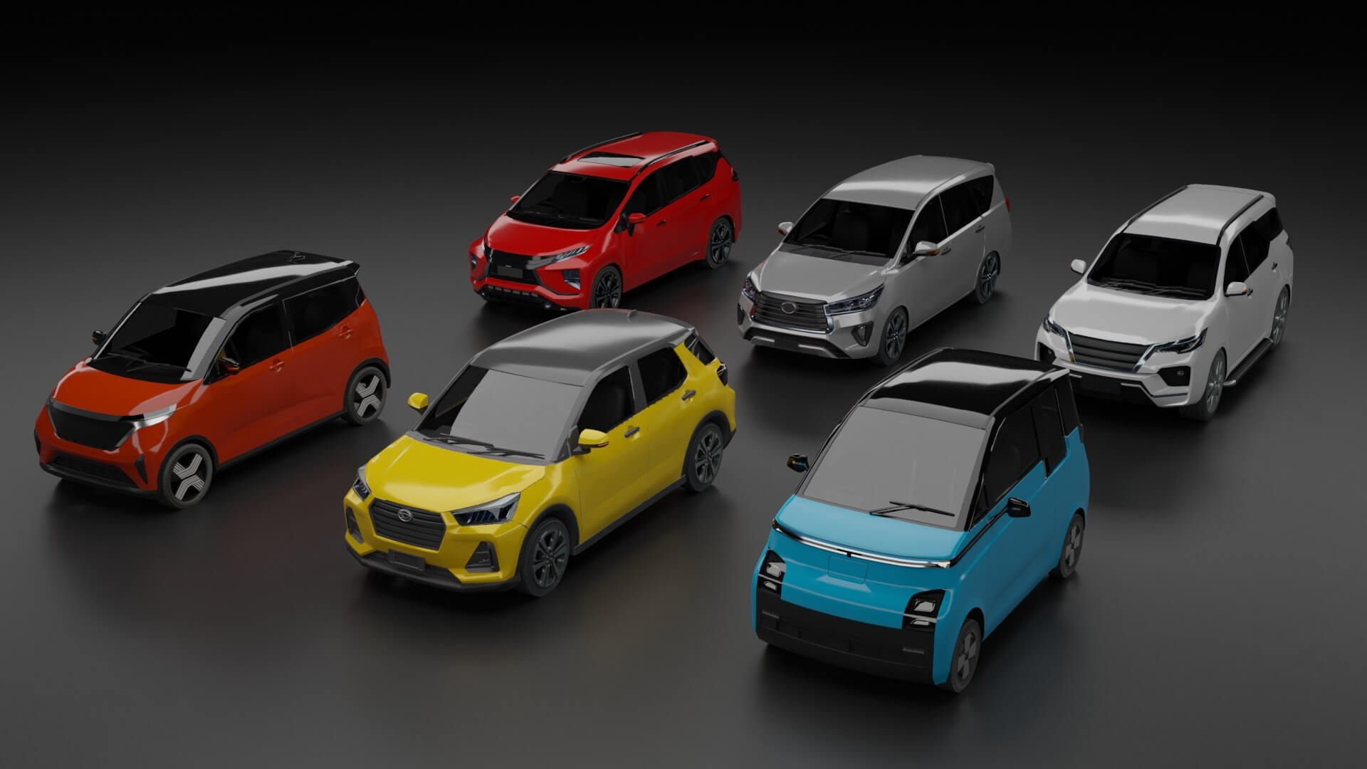 6 Cars - 3D Model by Agungkuncoro