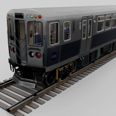 Chicago Cta Train 5000 Metro Series Low Poly 3D Model by Agungkuncoro