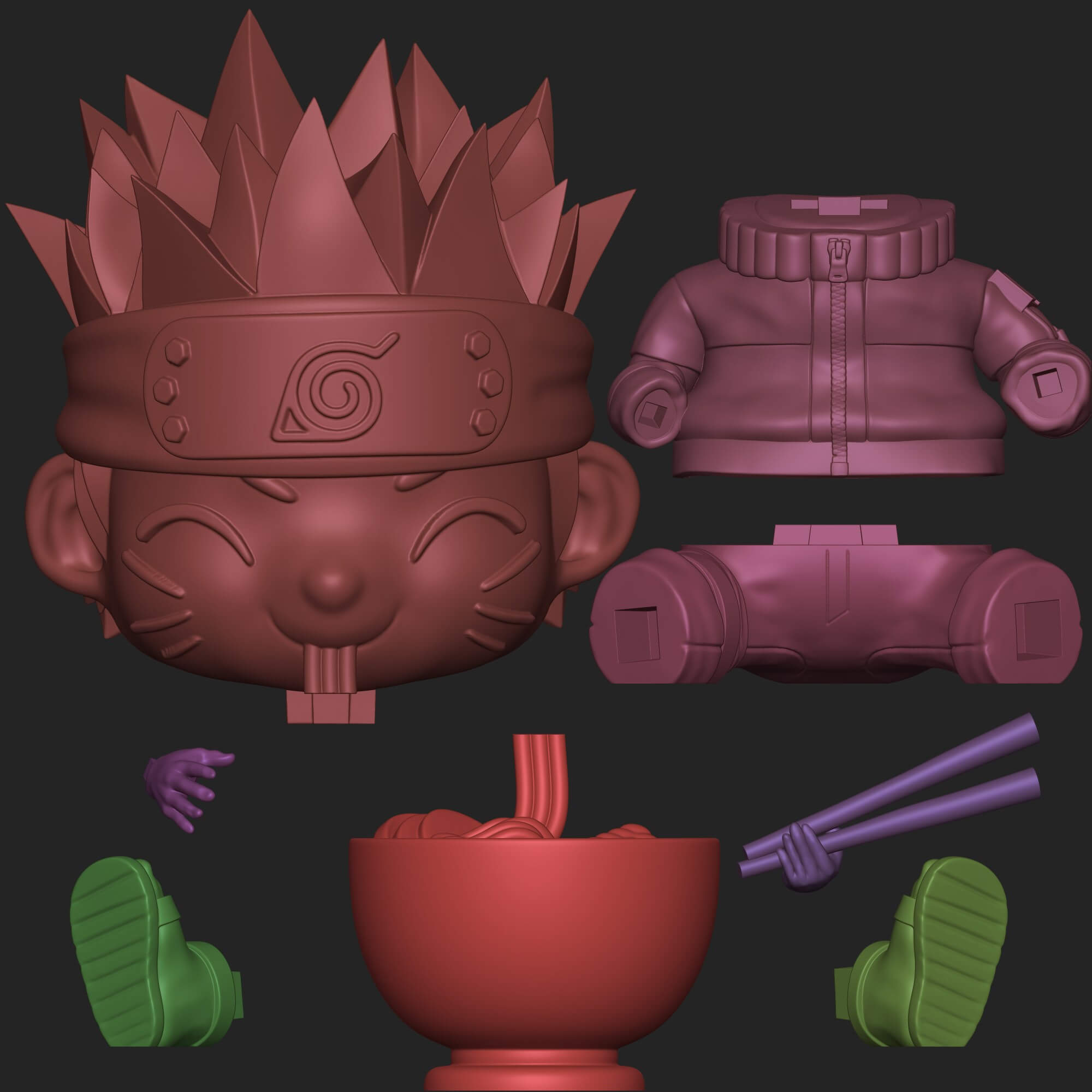 Naruto Eating Ramen - 3D Model by AhmedMokhtar