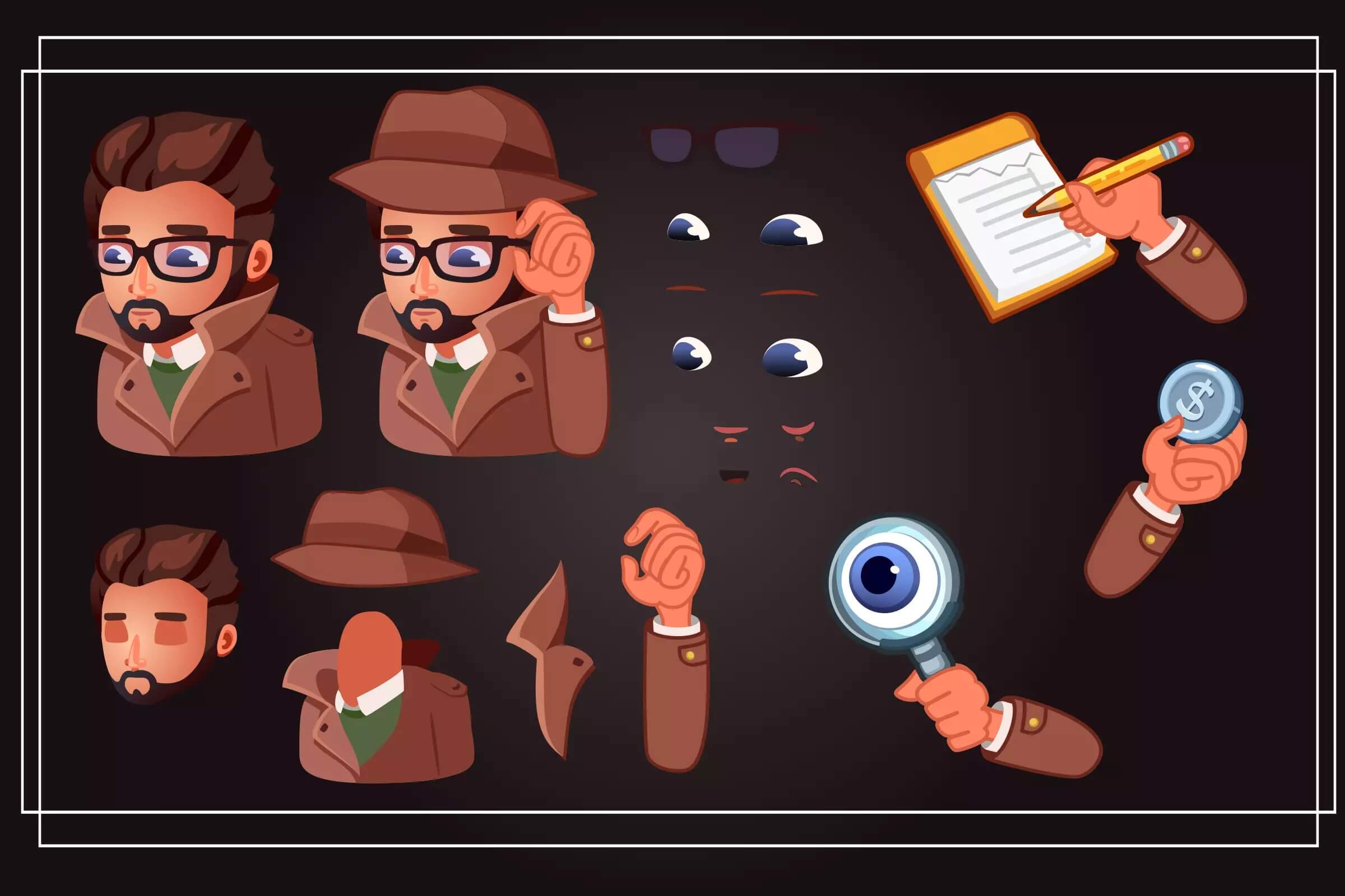 Detective Pack - 2D Game Asset by AhNinniah