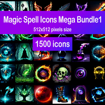 Magic Spell Icons Mega Bundle1 - 2D Game Asset by AIgameicons