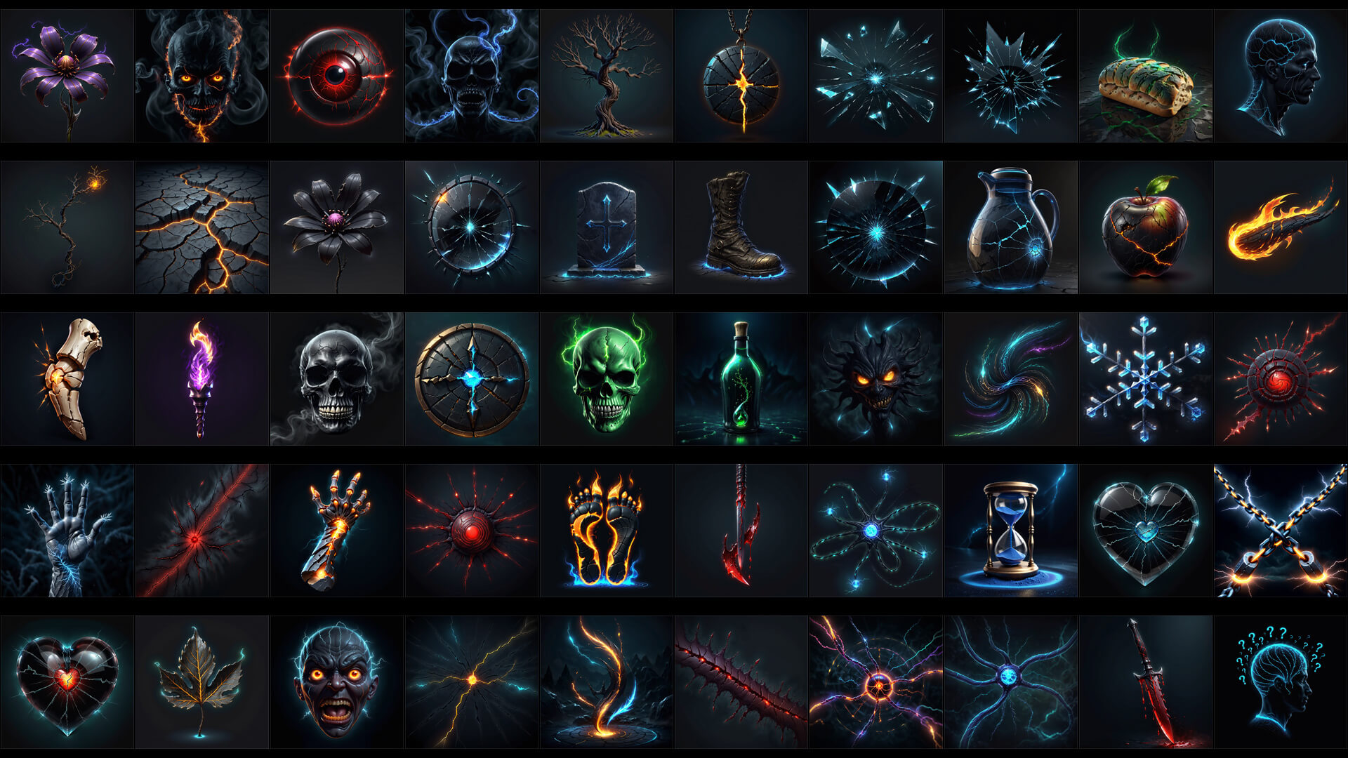 Realistic Magic Spell Icons Mega Bundle1 - 2D Game Asset by AIgameicons