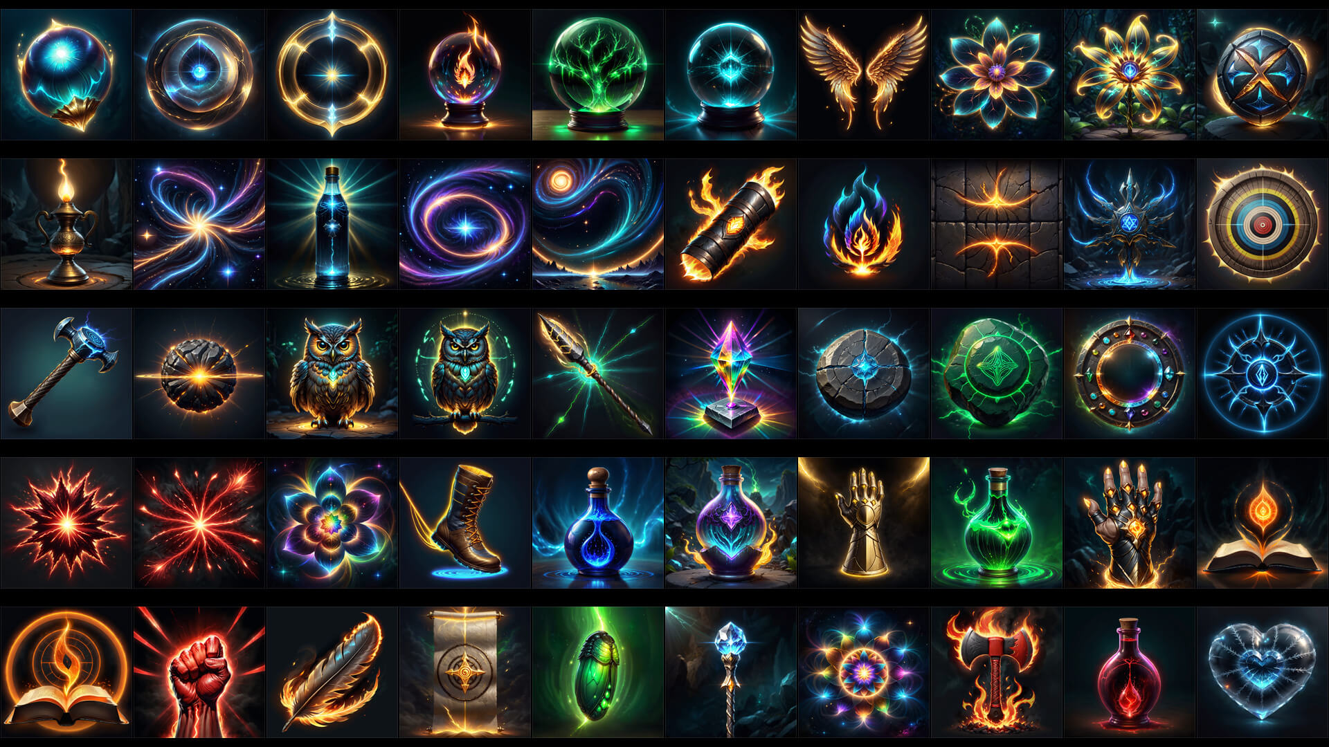 Realistic Magic Spell Icons Mega Bundle1 - 2D Game Asset by AIgameicons