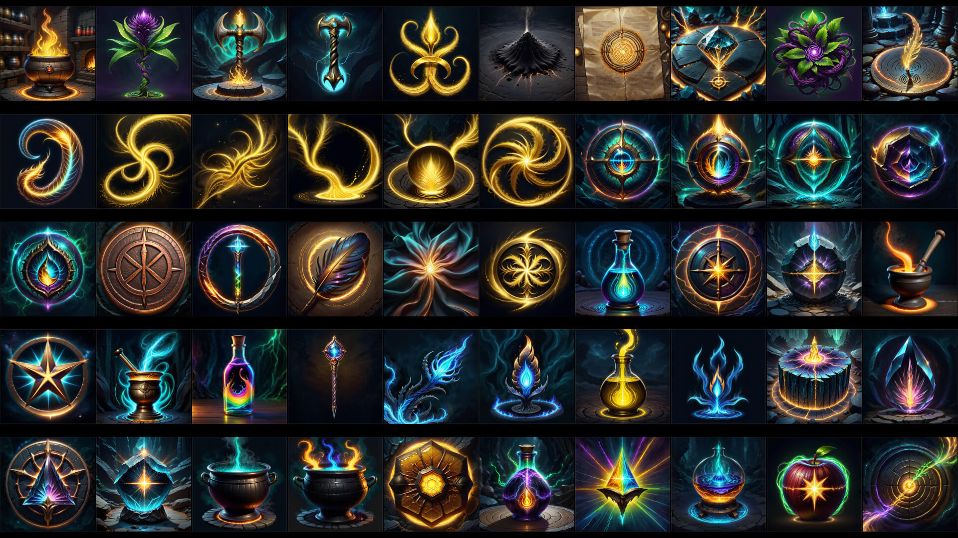 Realistic Magic Spell Icons Mega Bundle1 - 2D Game Asset by AIgameicons