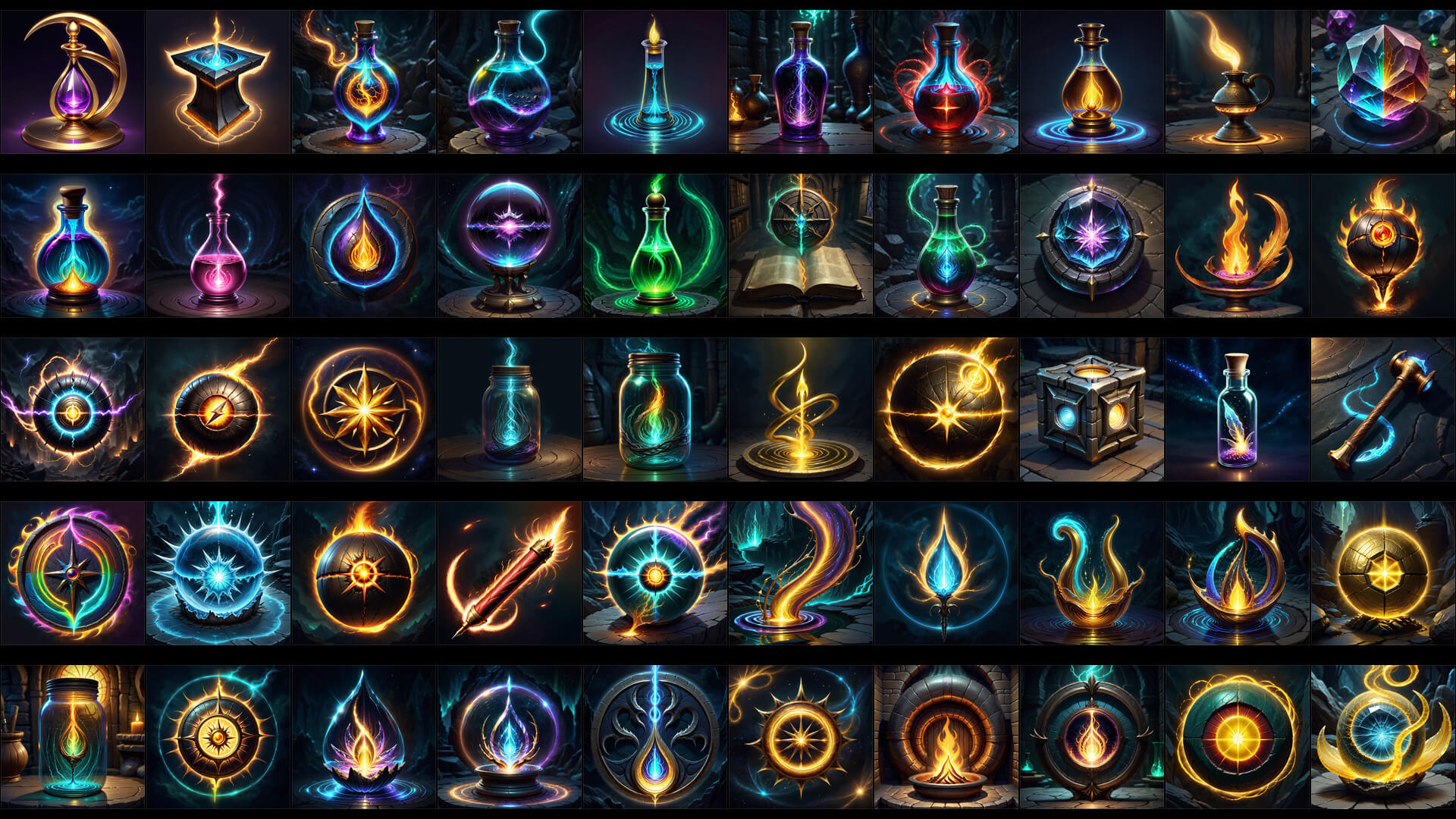 Realistic Magic Spell Icons Mega Bundle1 - 2D Game Asset by AIgameicons
