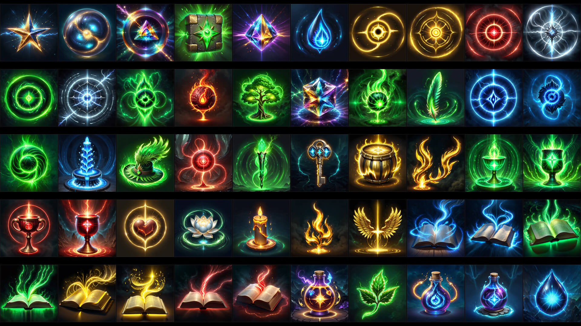 Realistic Magic Spell Icons Mega Bundle2 - 2D Game Asset by AIgameicons