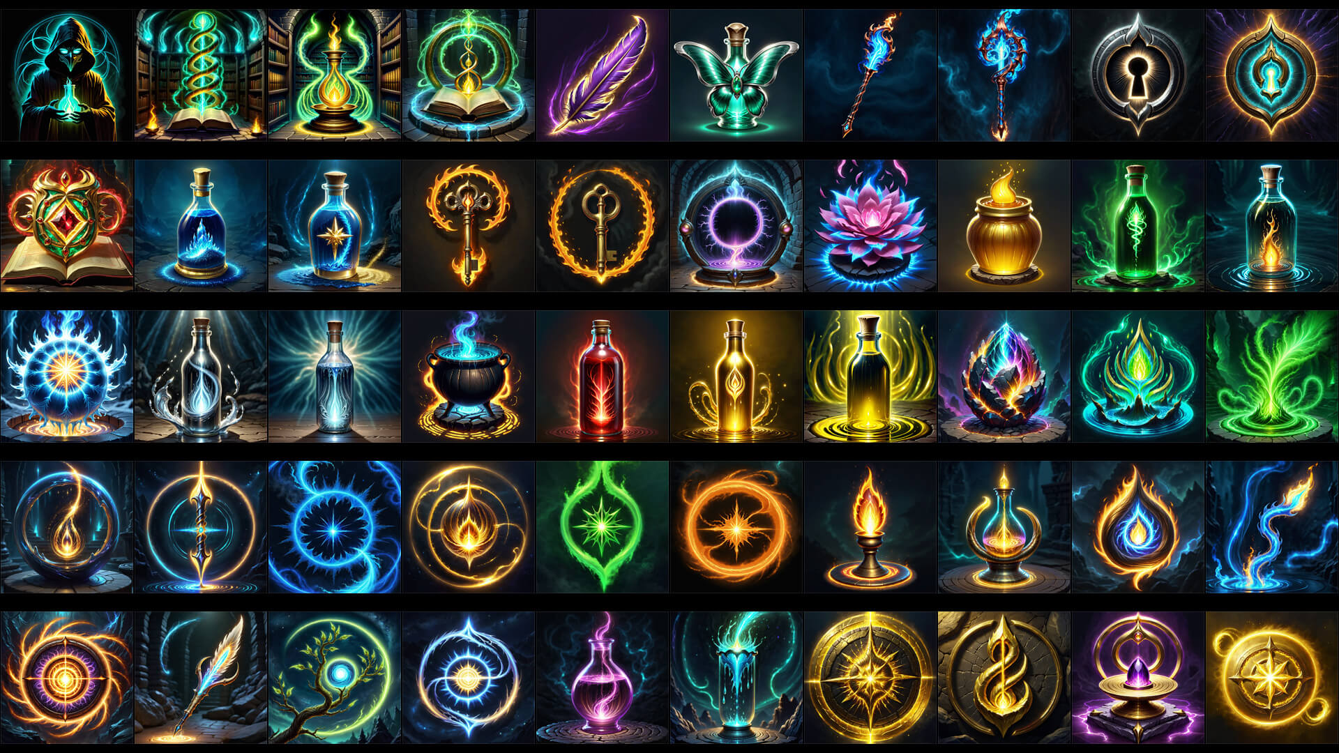 Realistic Magic Spell Icons Mega Bundle2 - 2D Game Asset by AIgameicons