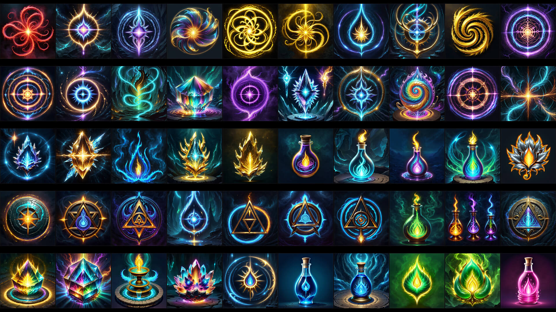 Realistic Magic Spell Icons Mega Bundle2 - 2D Game Asset by AIgameicons