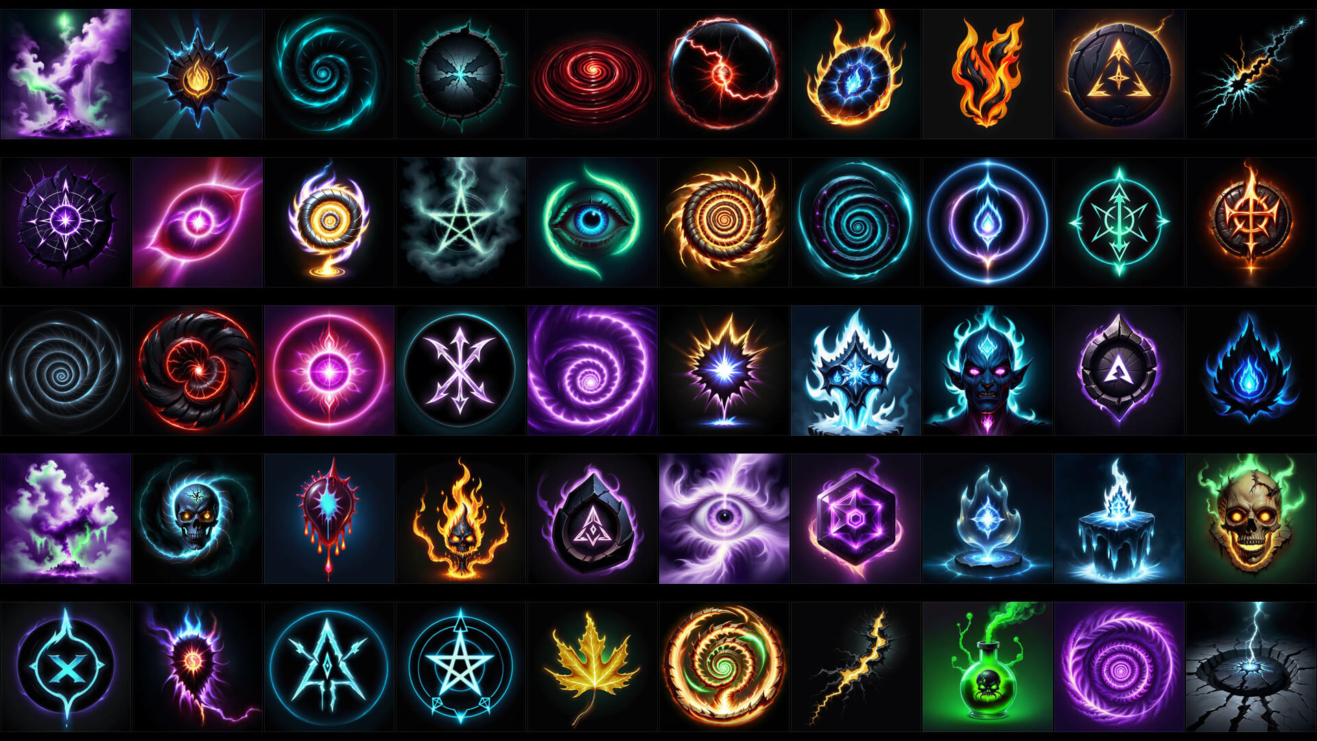 Realistic Magic Spell Icons Mega Bundle3 - 2D Game Asset by AIgameicons