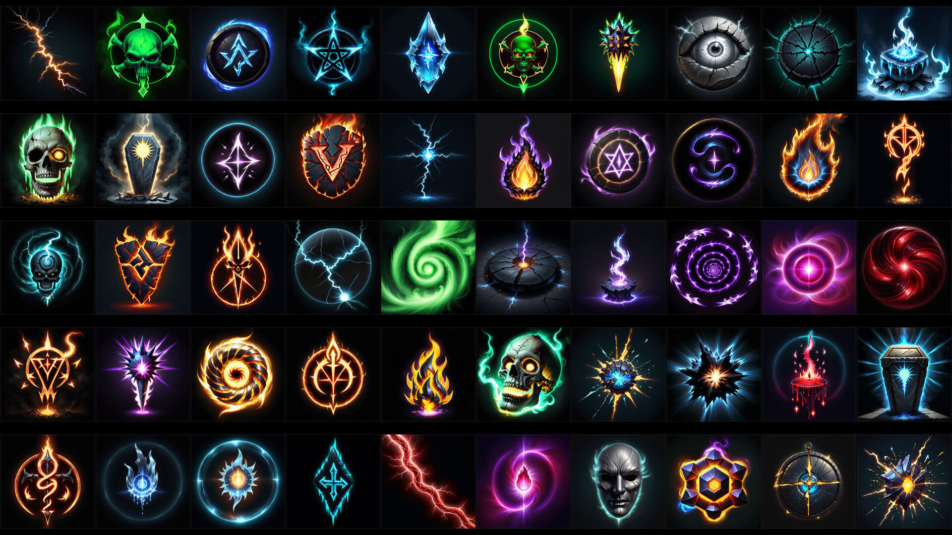 Realistic Magic Spell Icons Mega Bundle3 - 2D Game Asset by AIgameicons