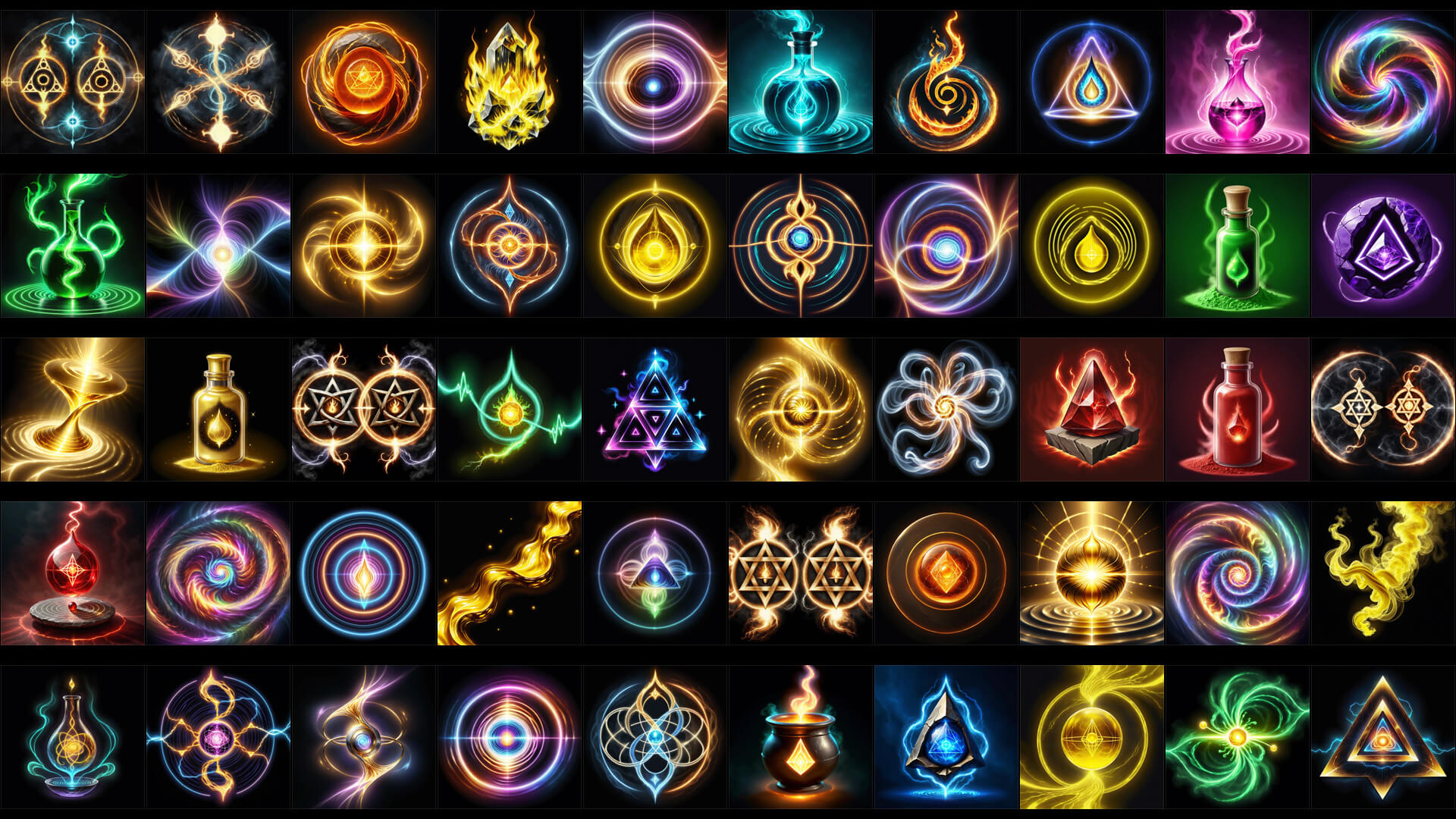 Realistic Magic Spell Icons Mega Bundle3 - 2D Game Asset by AIgameicons