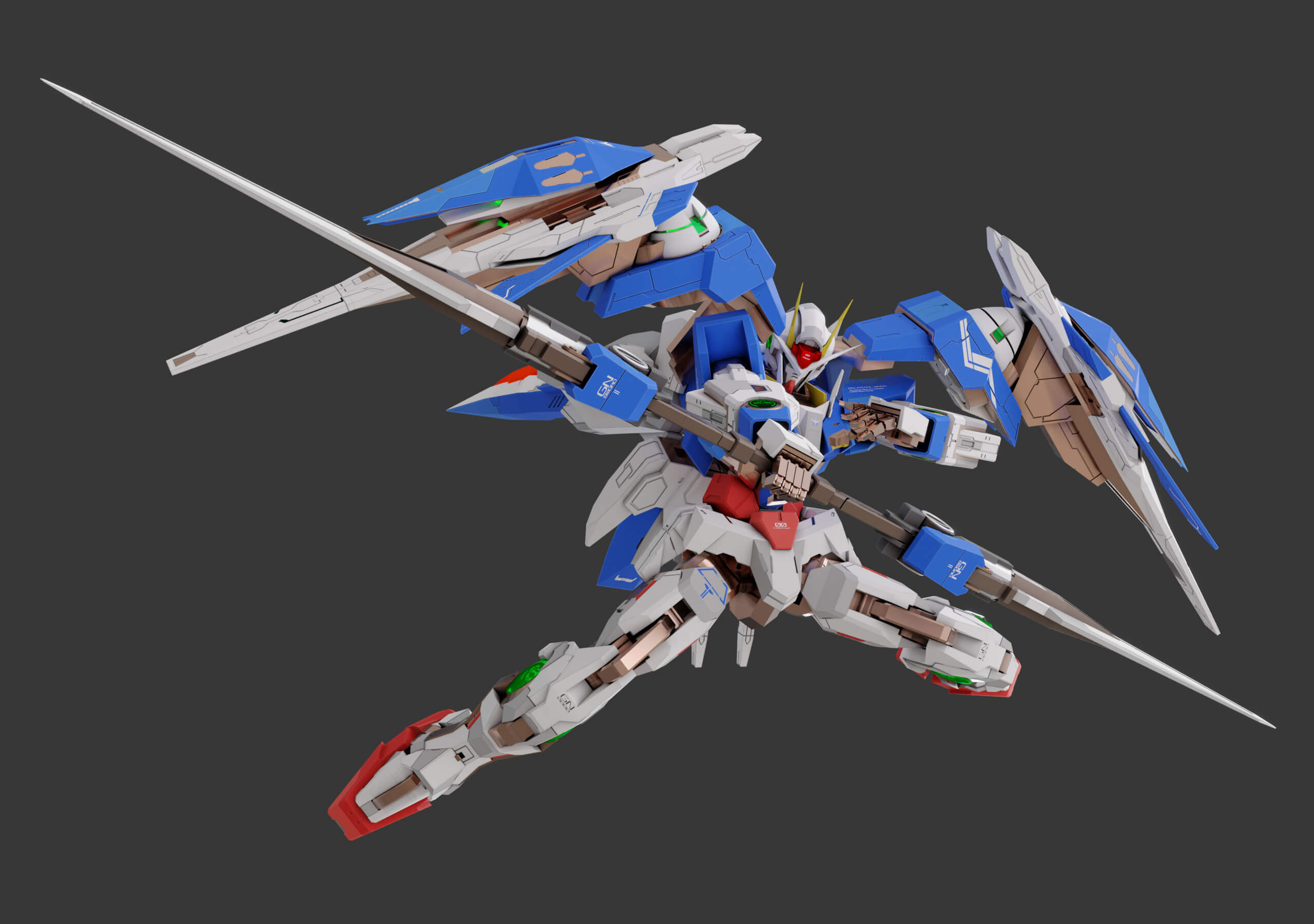 00 Raiser Gundam - Rigged 3D Model by Akbar_Indra
