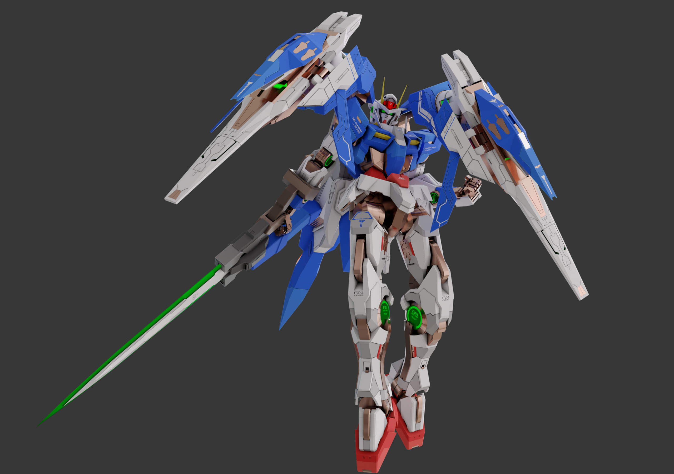 00 Raiser Gundam - Rigged 3D Model by Akbar_Indra
