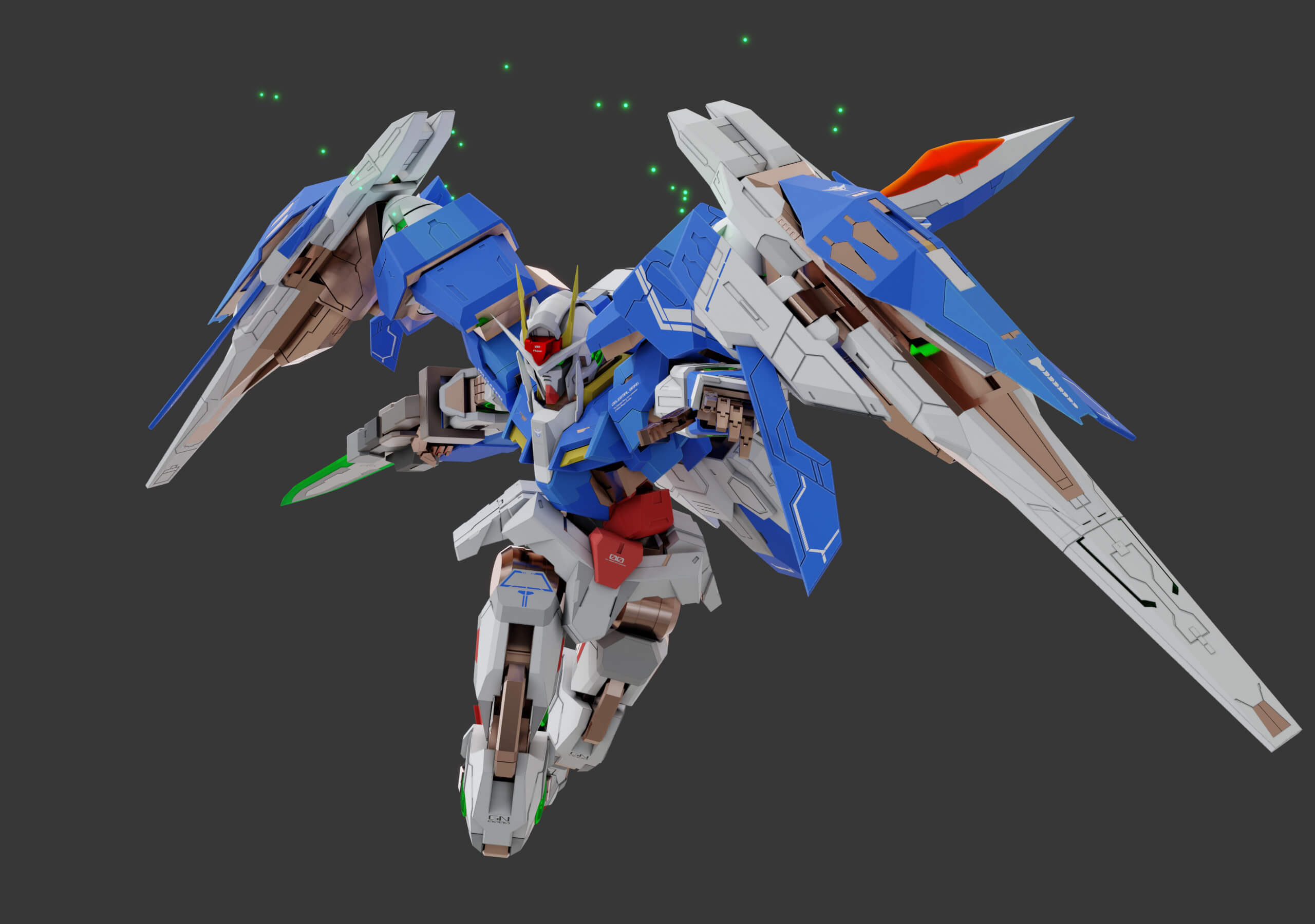 00 Raiser Gundam - Rigged 3D Model by Akbar_Indra