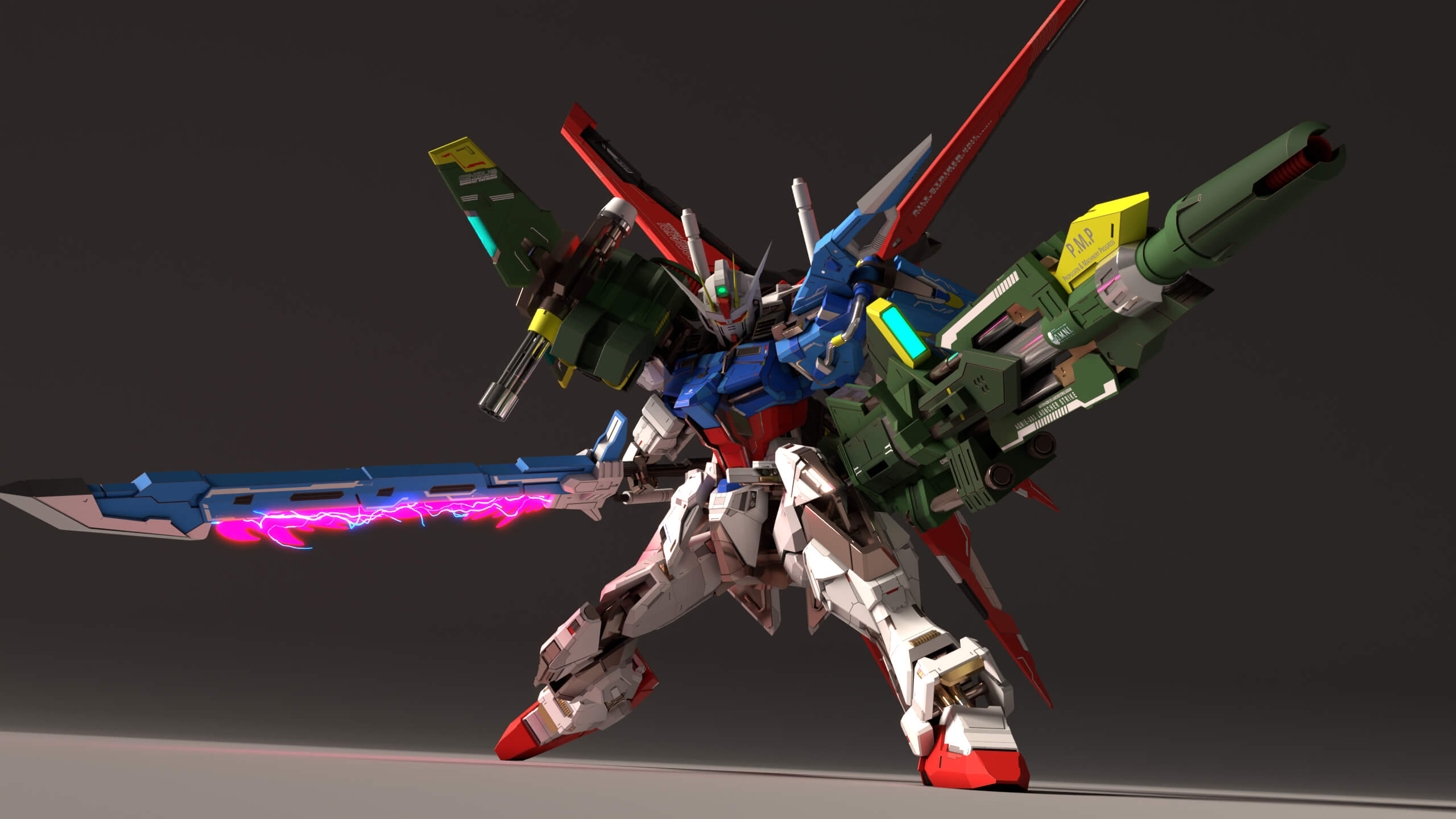 3 in 1 Aile Sword Launcher Strike Gundam Remake - Rigged 3D Model by ...