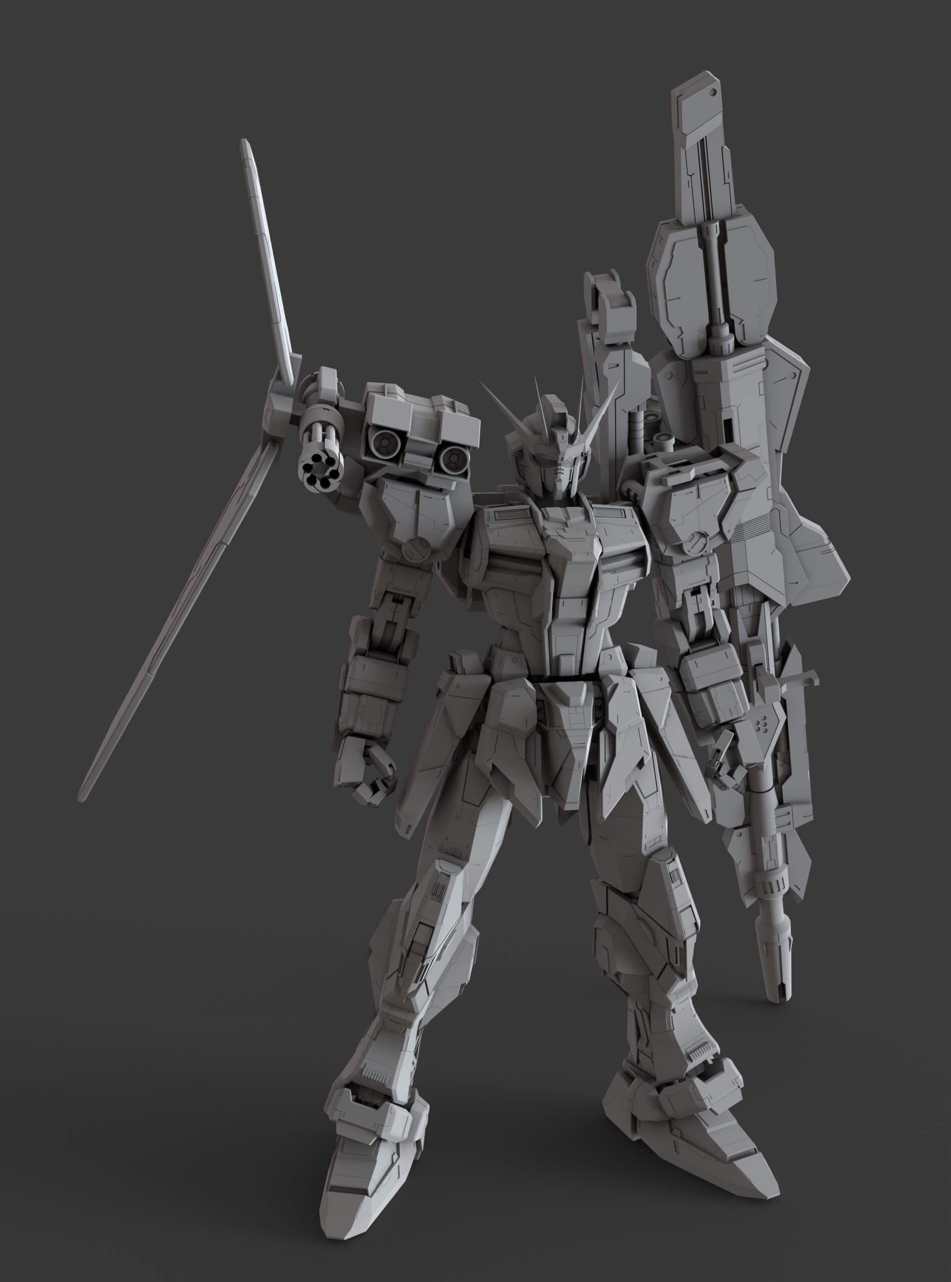 3 in 1 Aile Sword Launcher Strike Gundam Remake - Rigged 3D Model by ...