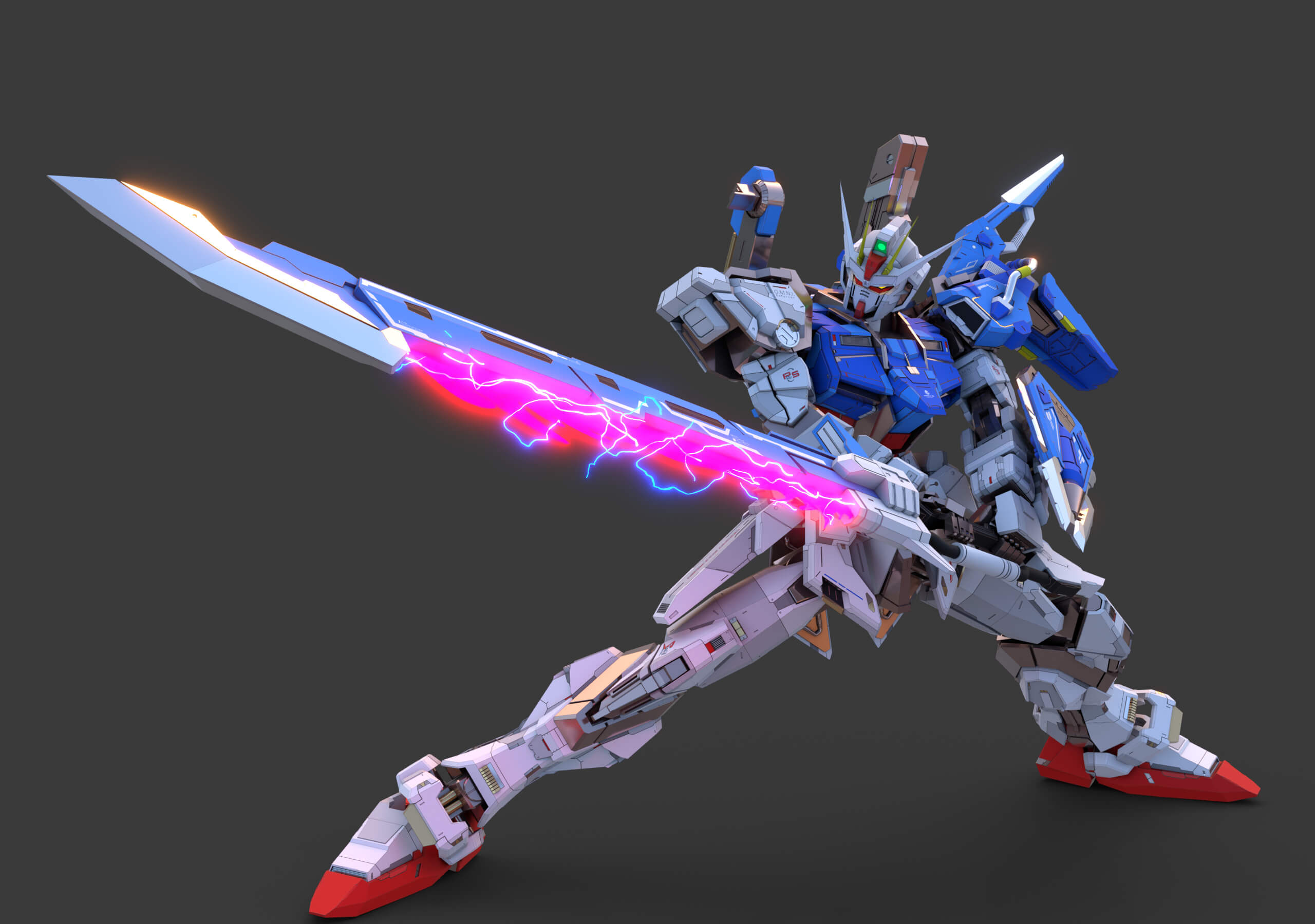 3 in 1 Aile Sword Launcher Strike Gundam Remake - Rigged 3D Model by ...